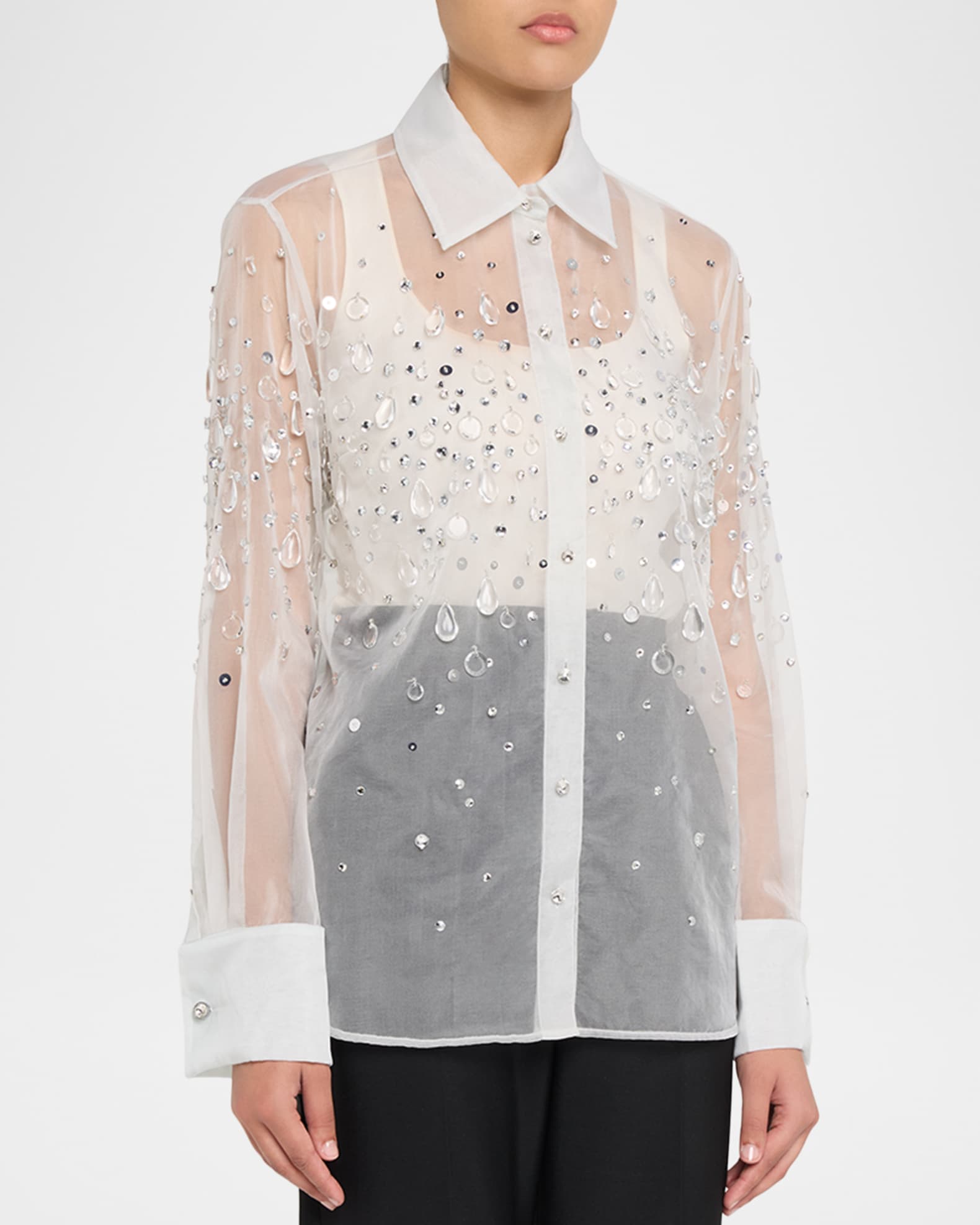 Retrofete Eugenia Embellished Sheer Blouse | Neiman Marcus