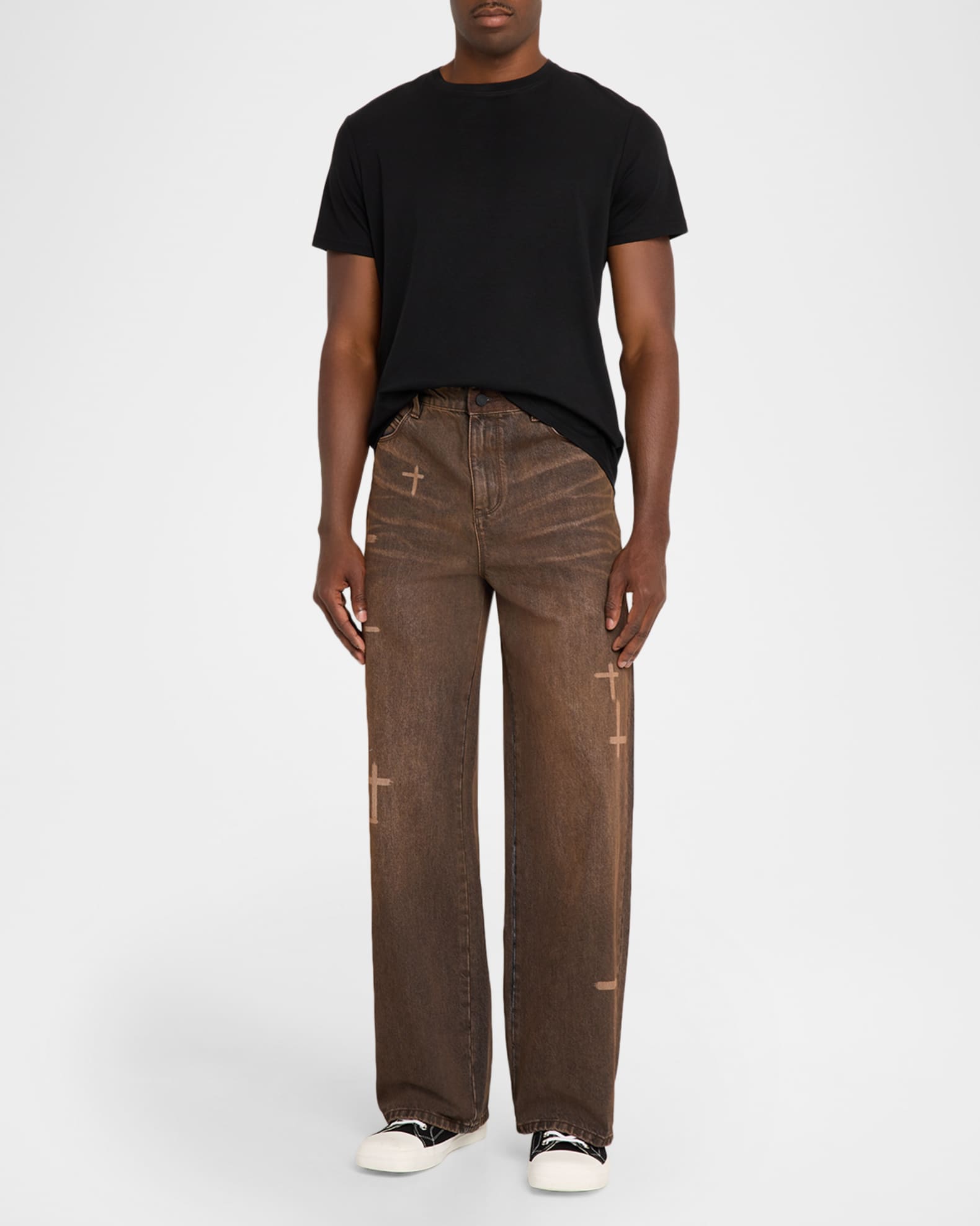 RTA Men's Cross Graphic Wide-Leg Jeans | Neiman Marcus