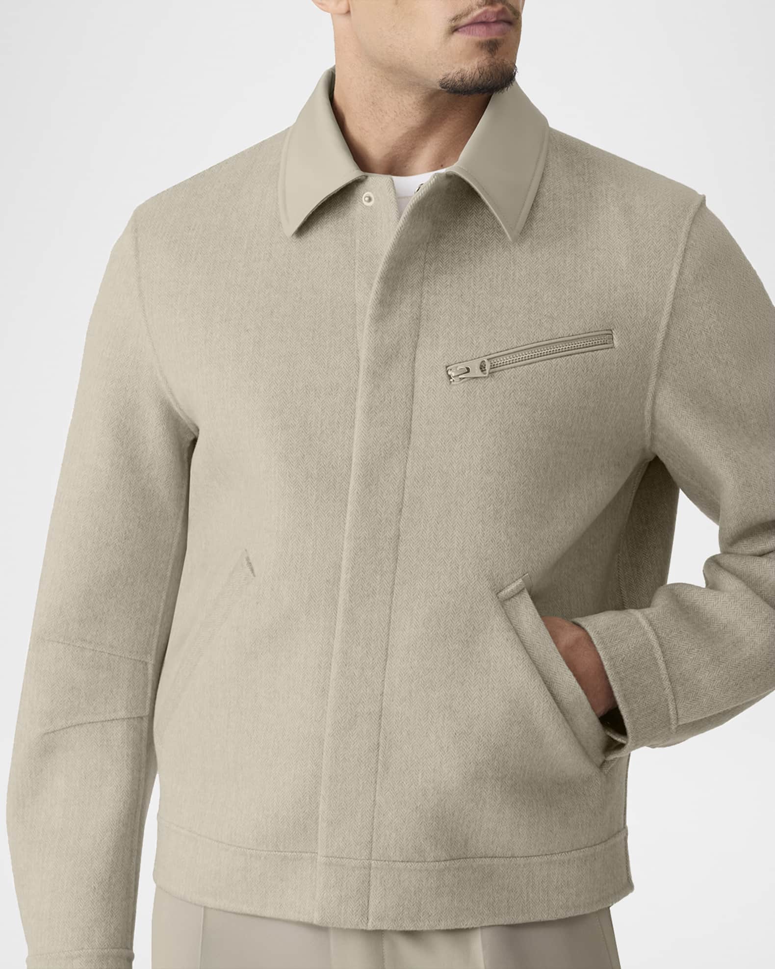 Mackage Men's Hayes Double-Face Herringbone Wool Shirt Jacket | Neiman ...