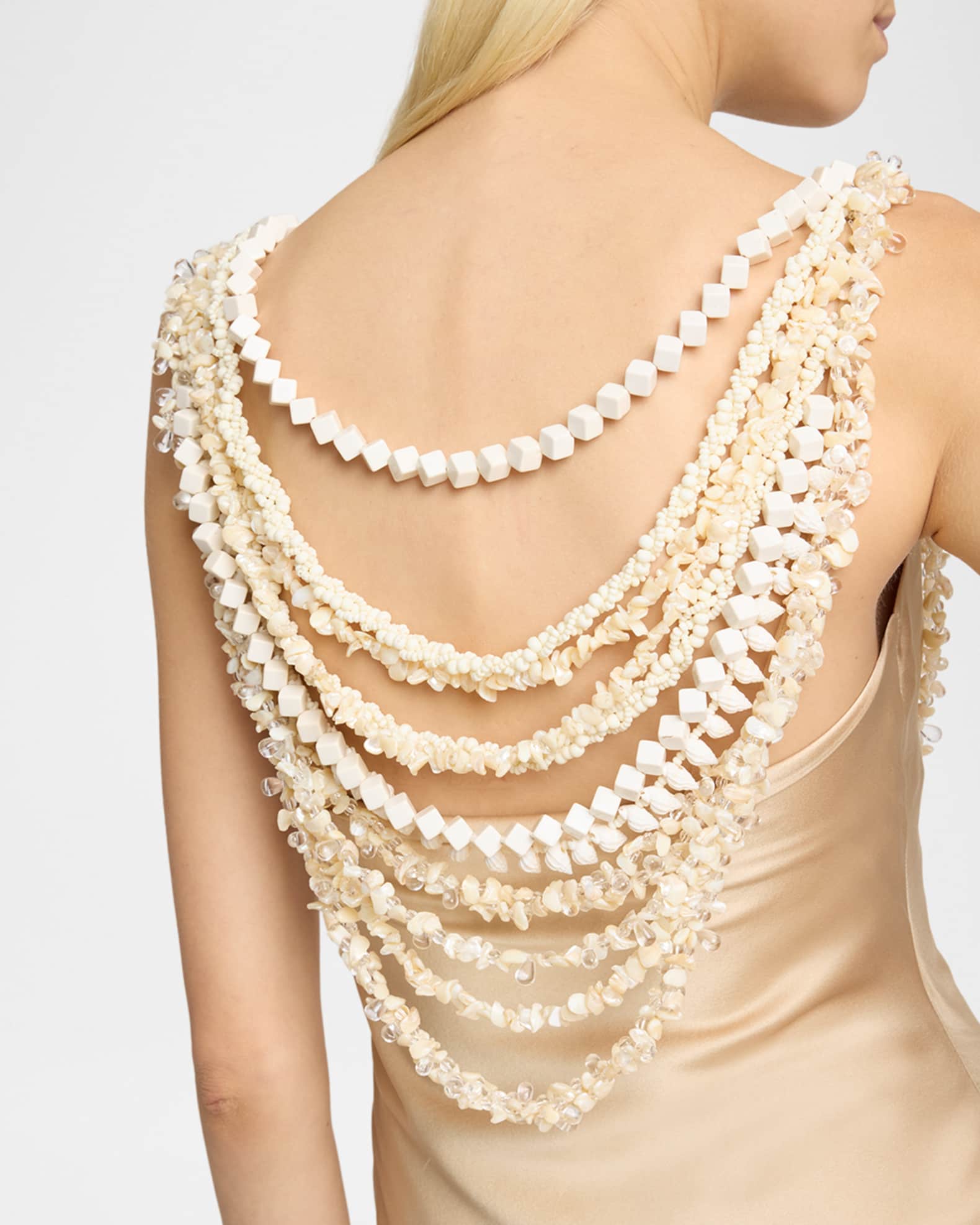 Balmain Draped Shell Embellished Satin Mini Dress | Neiman Marcus