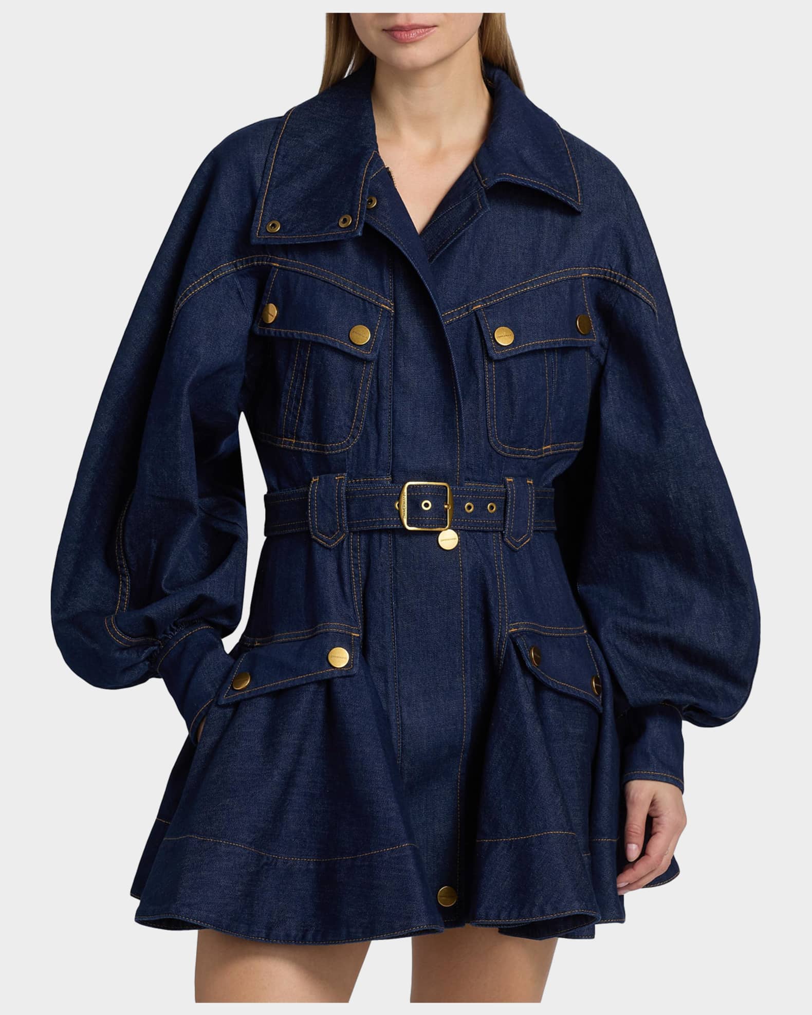 Zimmermann Luna Denim Utility Mini Dress | Neiman Marcus