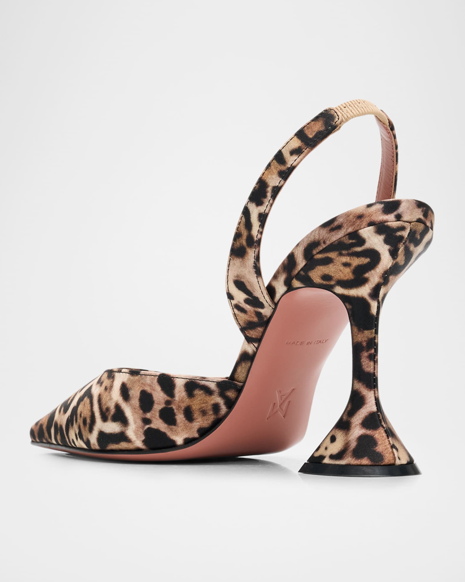 Amina Muaddi 95mm Holli Leopard-Printed Satin Slingback Pumps | Neiman ...
