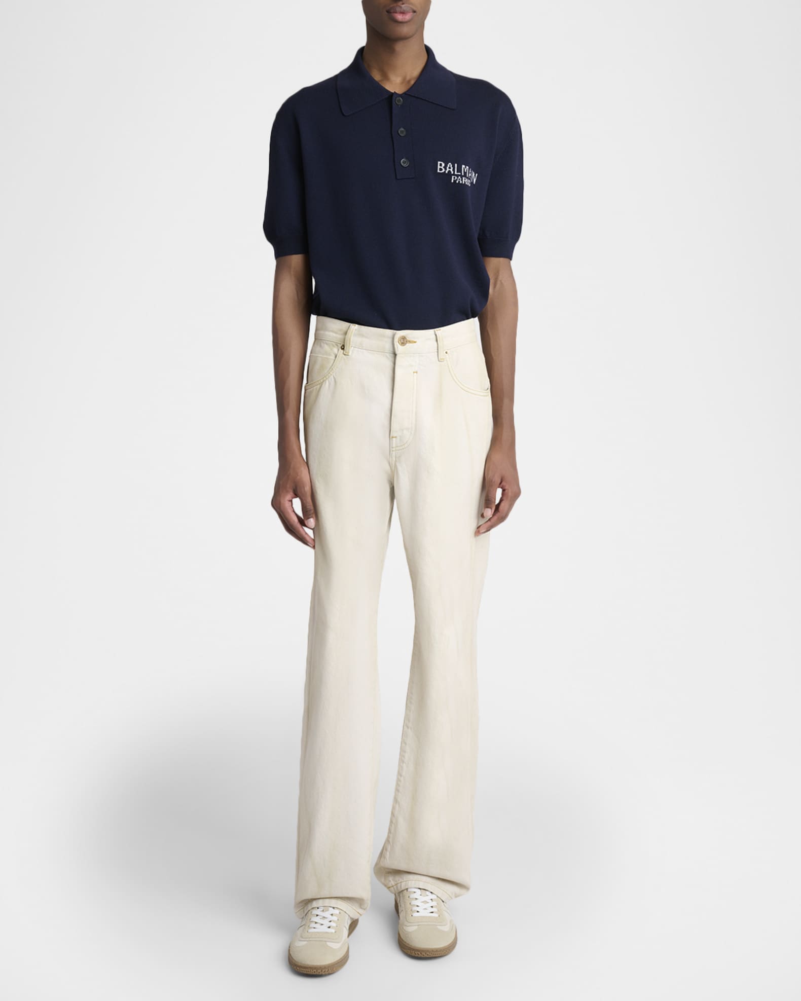 Balmain Men's Relaxed Faded Denim Jeans | Neiman Marcus