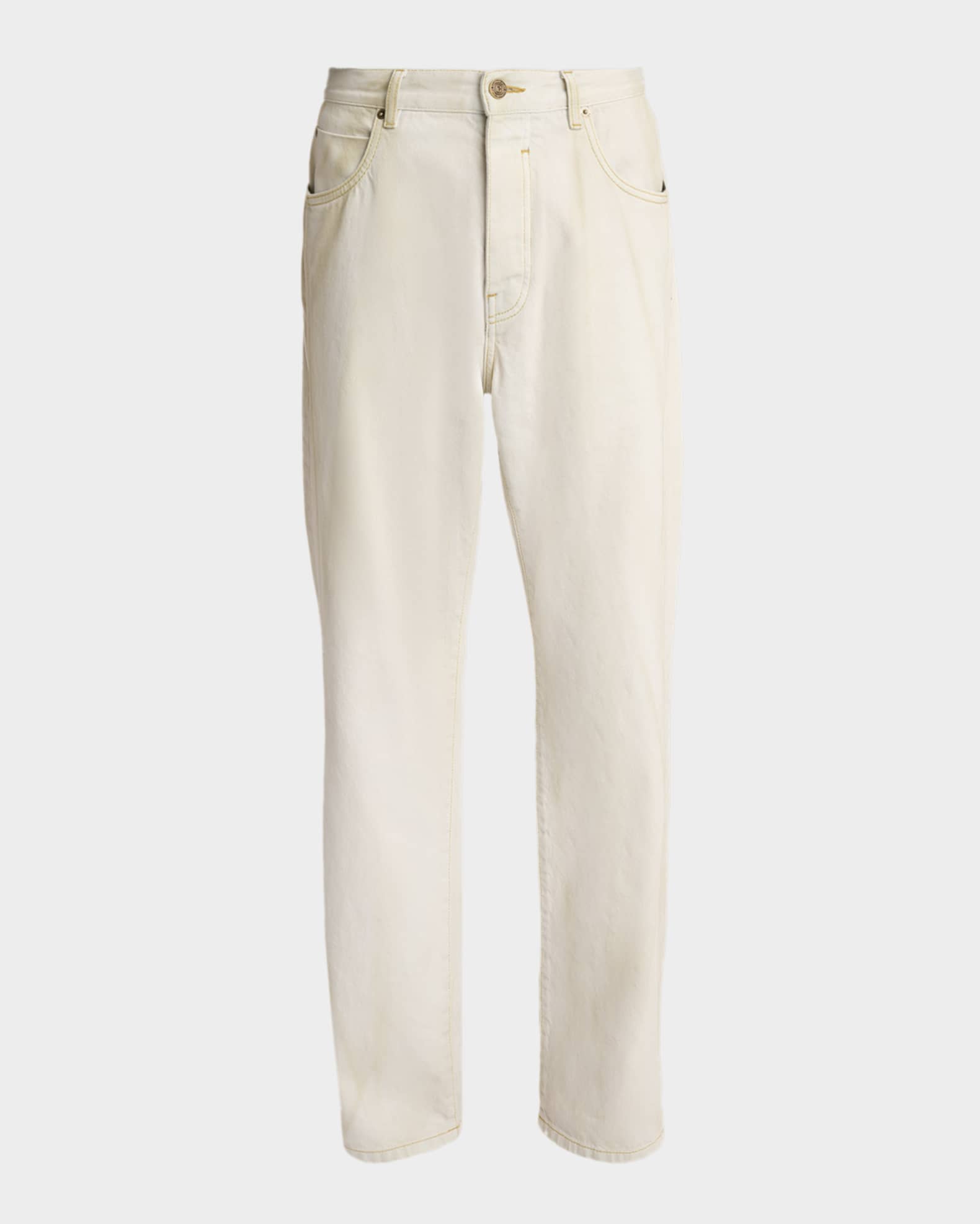 Balmain Men's Relaxed Faded Denim Jeans | Neiman Marcus