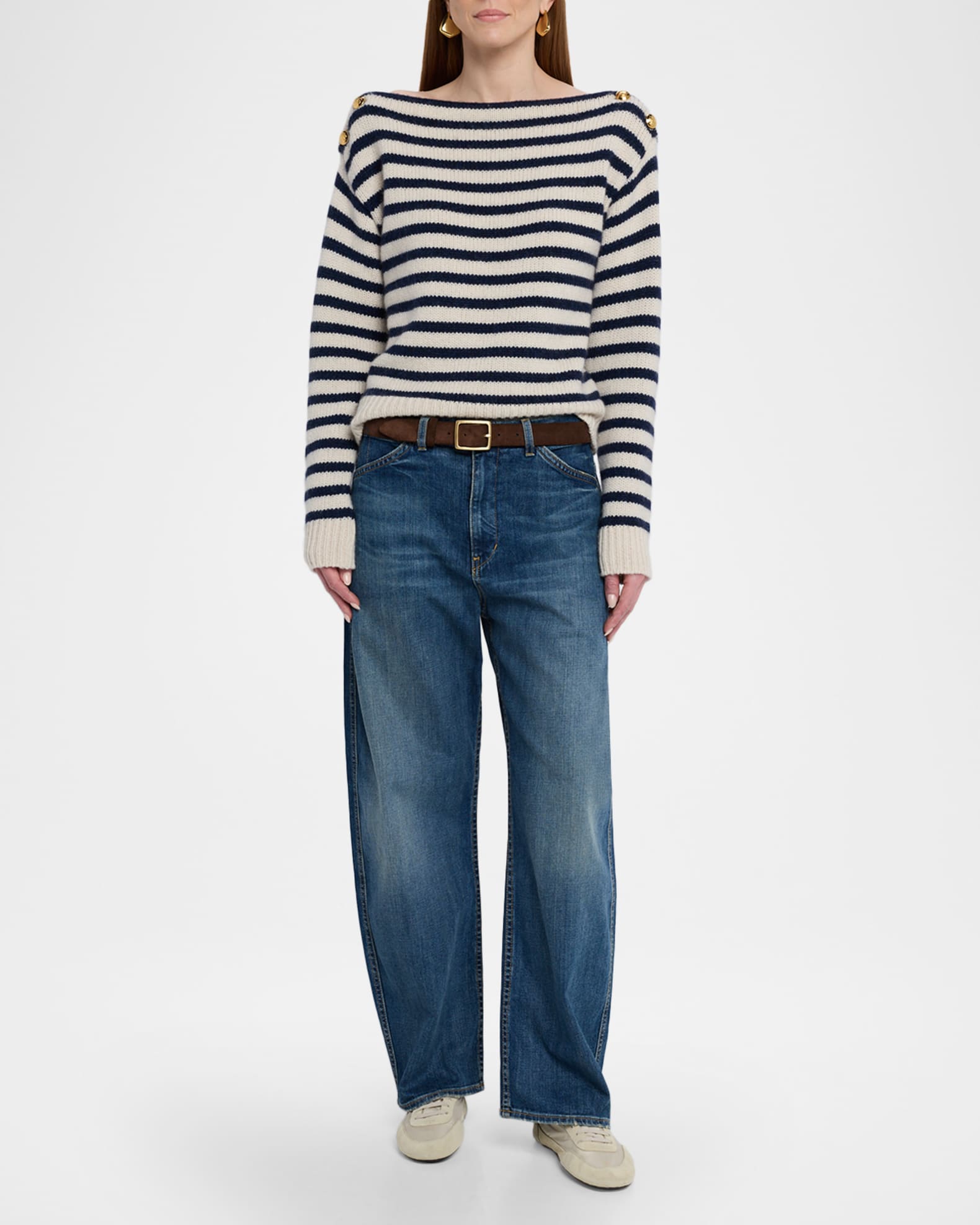 Nili Lotan Tandy Striped Cashmere Boat-Neck Sweater | Neiman Marcus