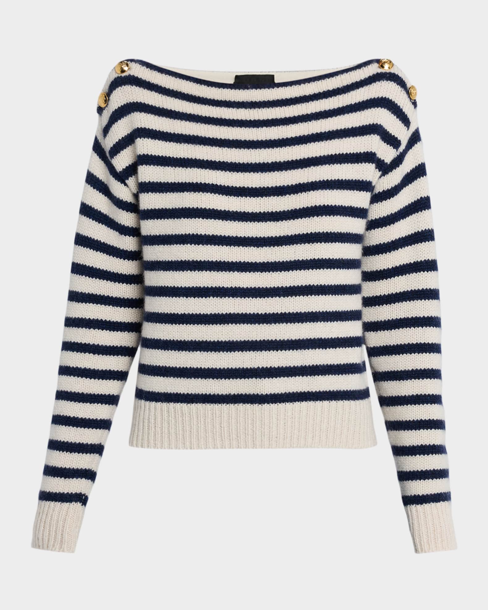 Nili Lotan Tandy Striped Cashmere Boat-Neck Sweater | Neiman Marcus