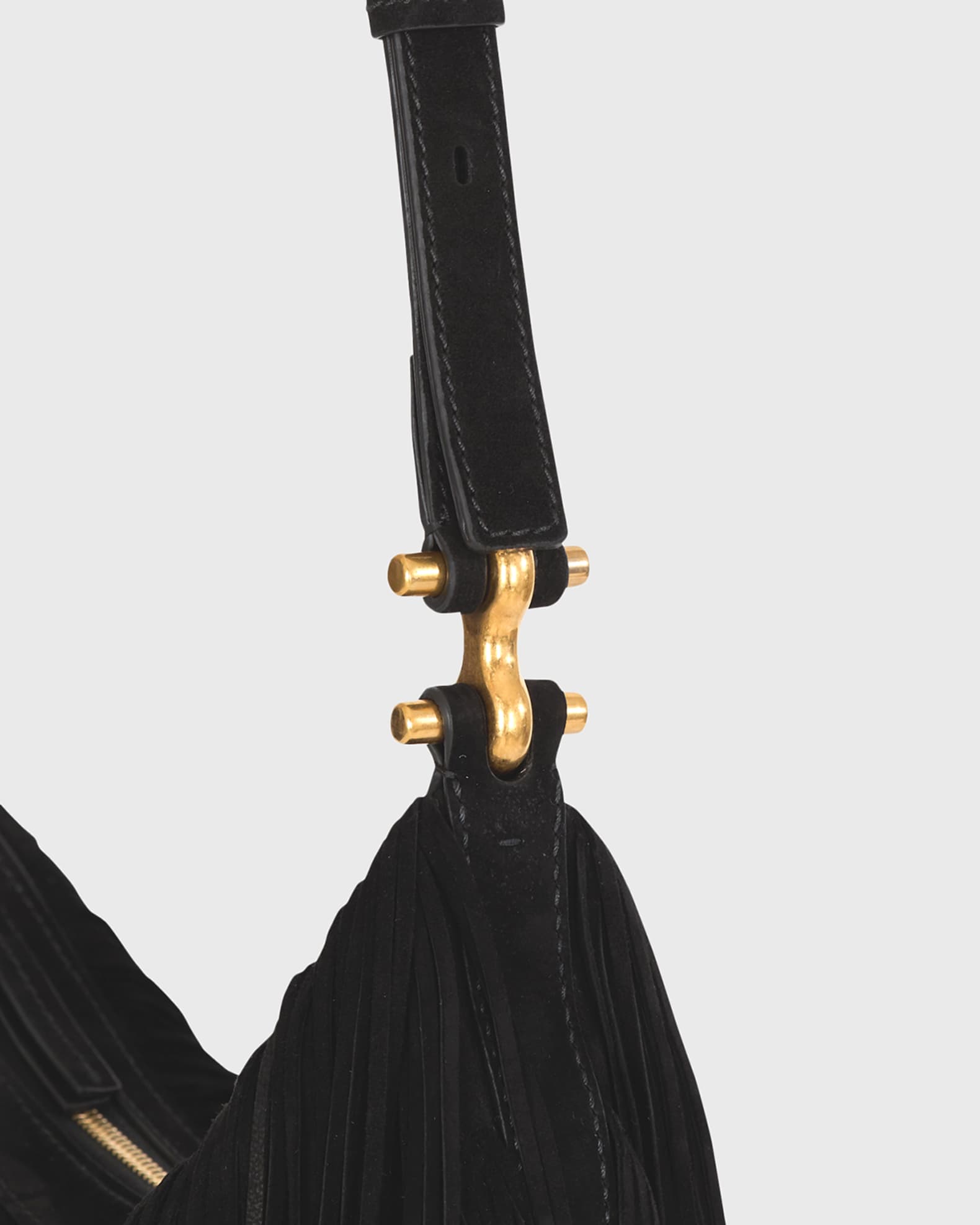 Balmain Ebene Suede Fringe Hobo Bag | Neiman Marcus
