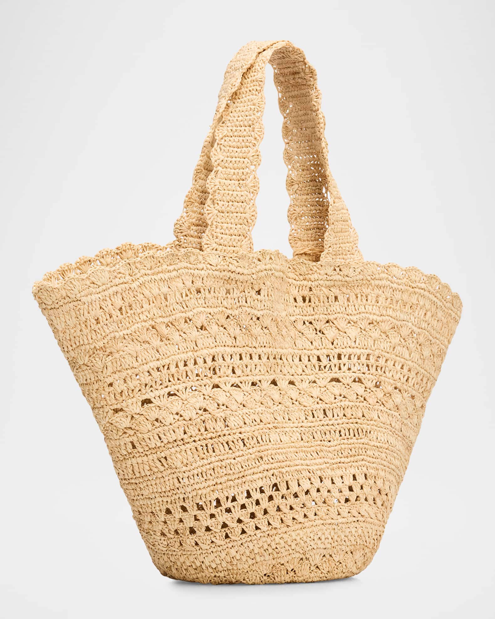 BTB Los Angeles Mikala Crochet Raffia Tote Bag | Neiman Marcus