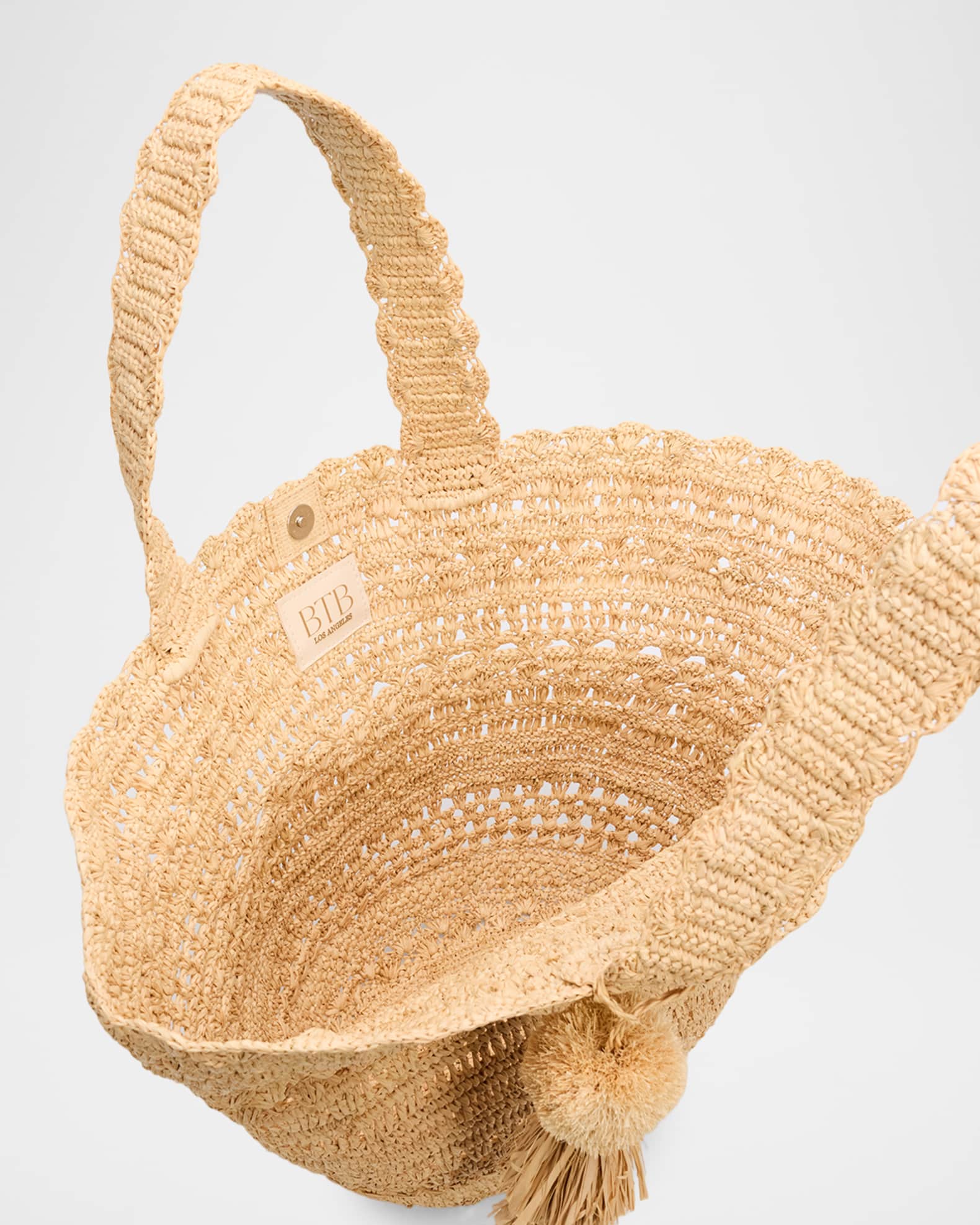 BTB Los Angeles Mikala Crochet Raffia Tote Bag | Neiman Marcus
