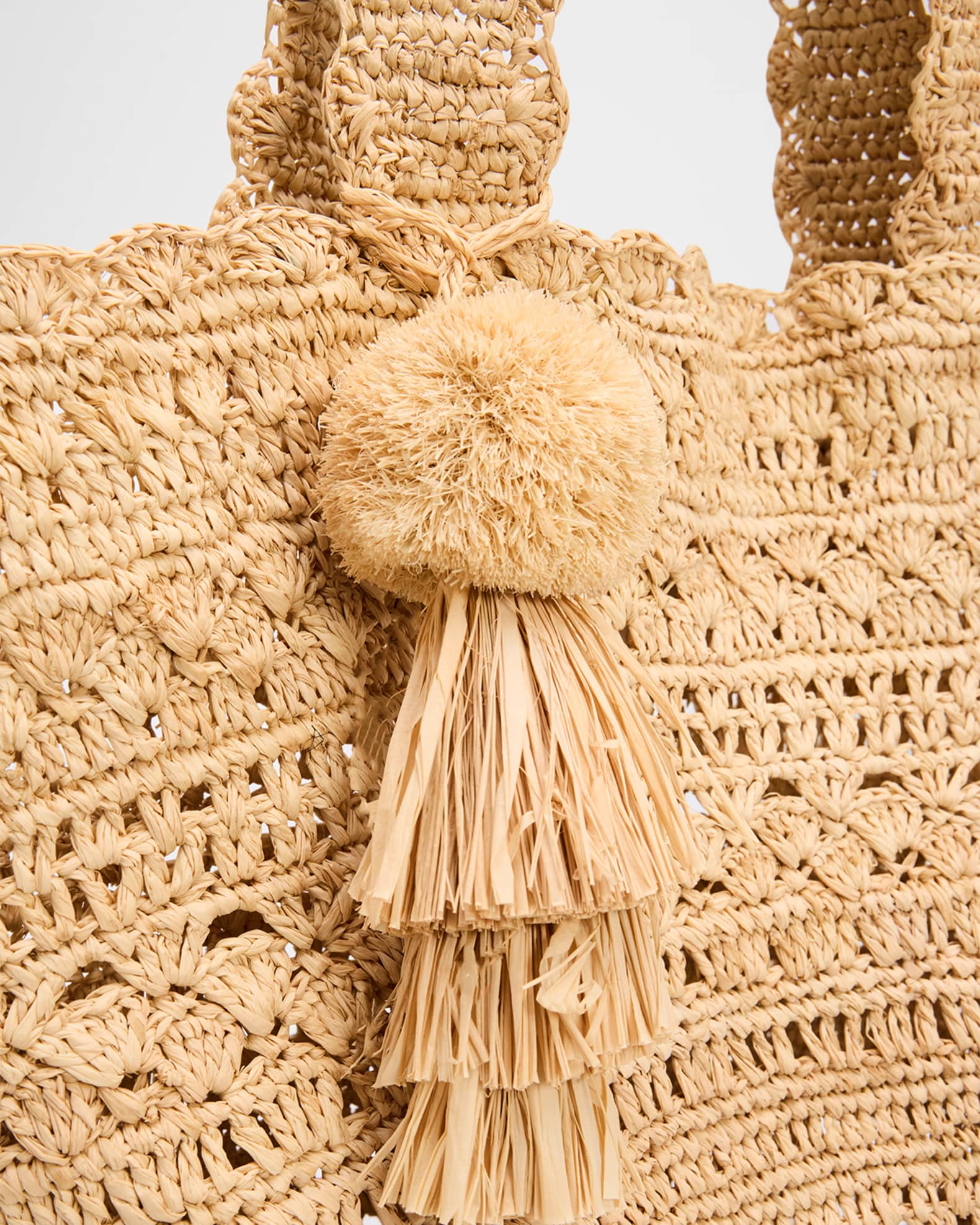 BTB Los Angeles Mikala Crochet Raffia Tote Bag | Neiman Marcus