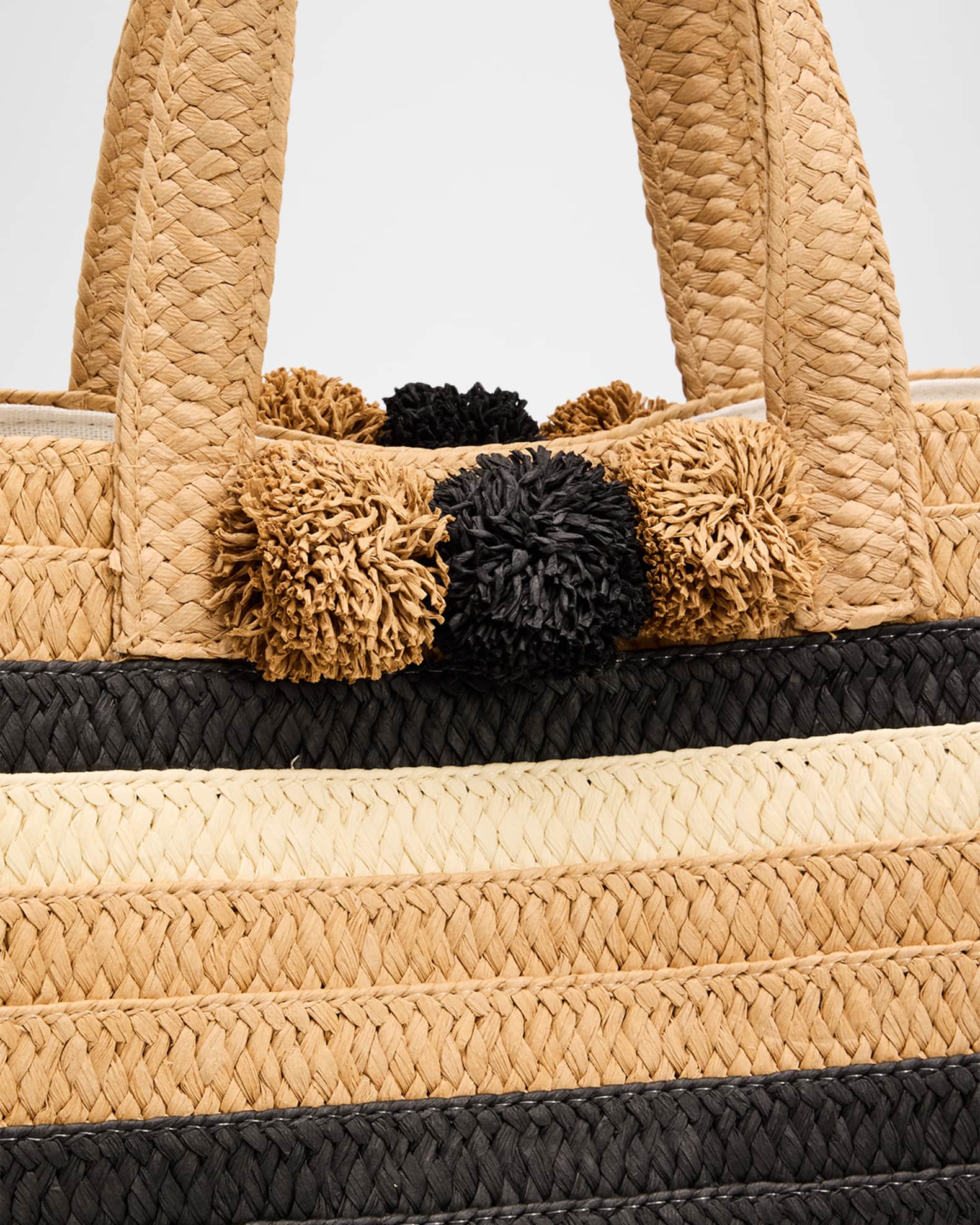 BTB Los Angeles Lou Striped Woven Paper Straw Tote Bag | Neiman Marcus
