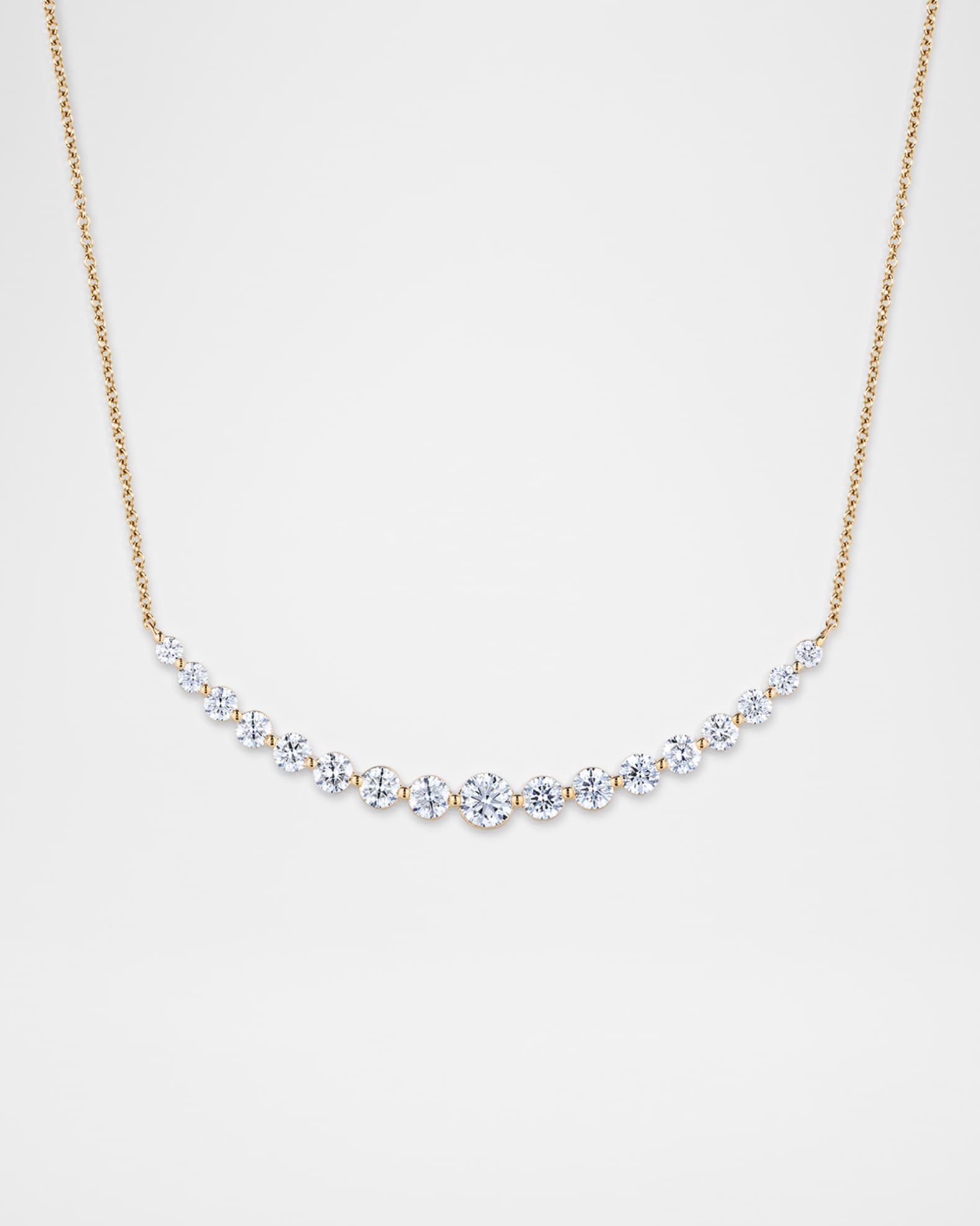 18K Yellow Gold Long Single Prong Smiley Bar Necklace | Neiman Marcus