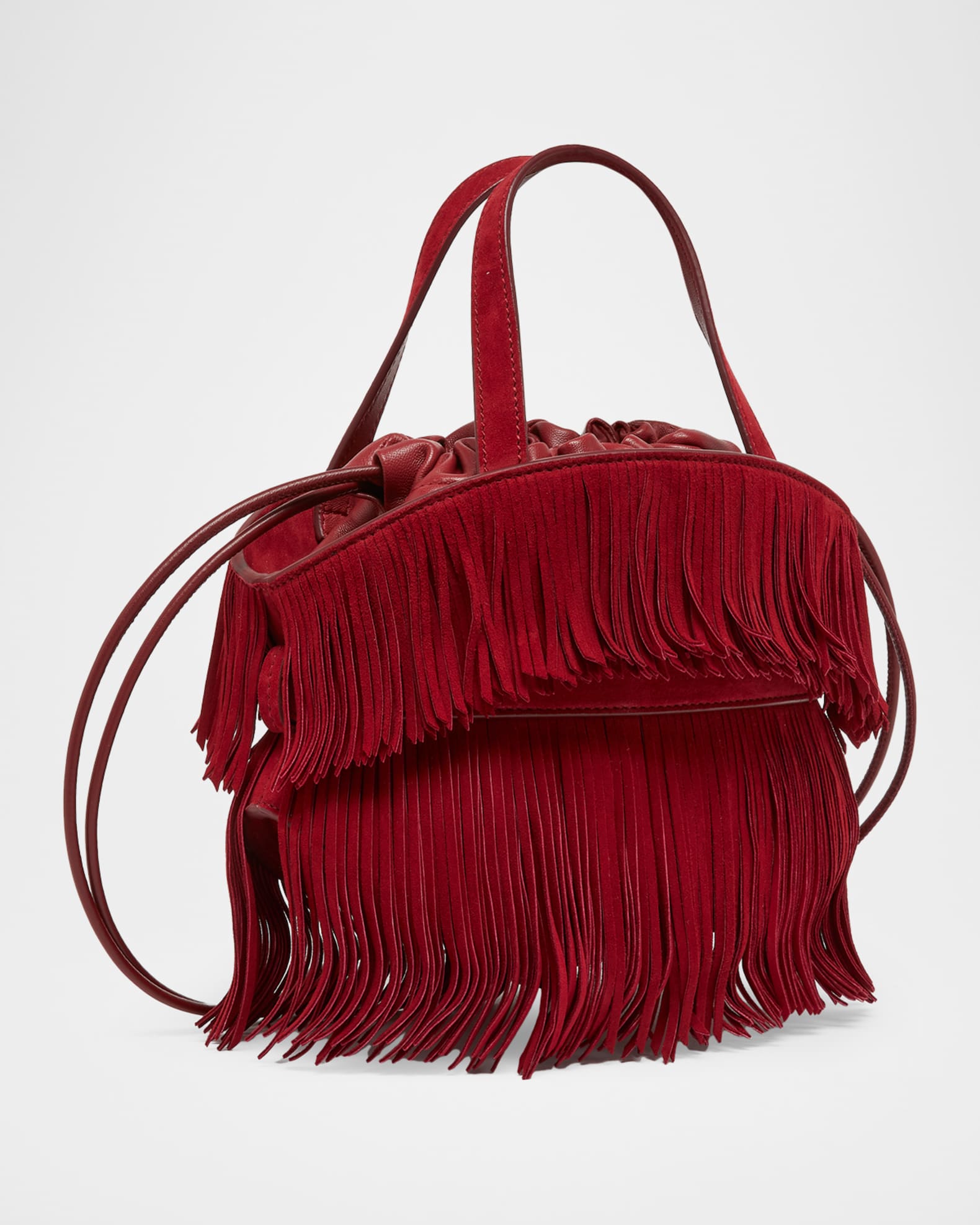Balmain Shuffle Mini Fringe Suede Top-Handle Bag | Neiman Marcus