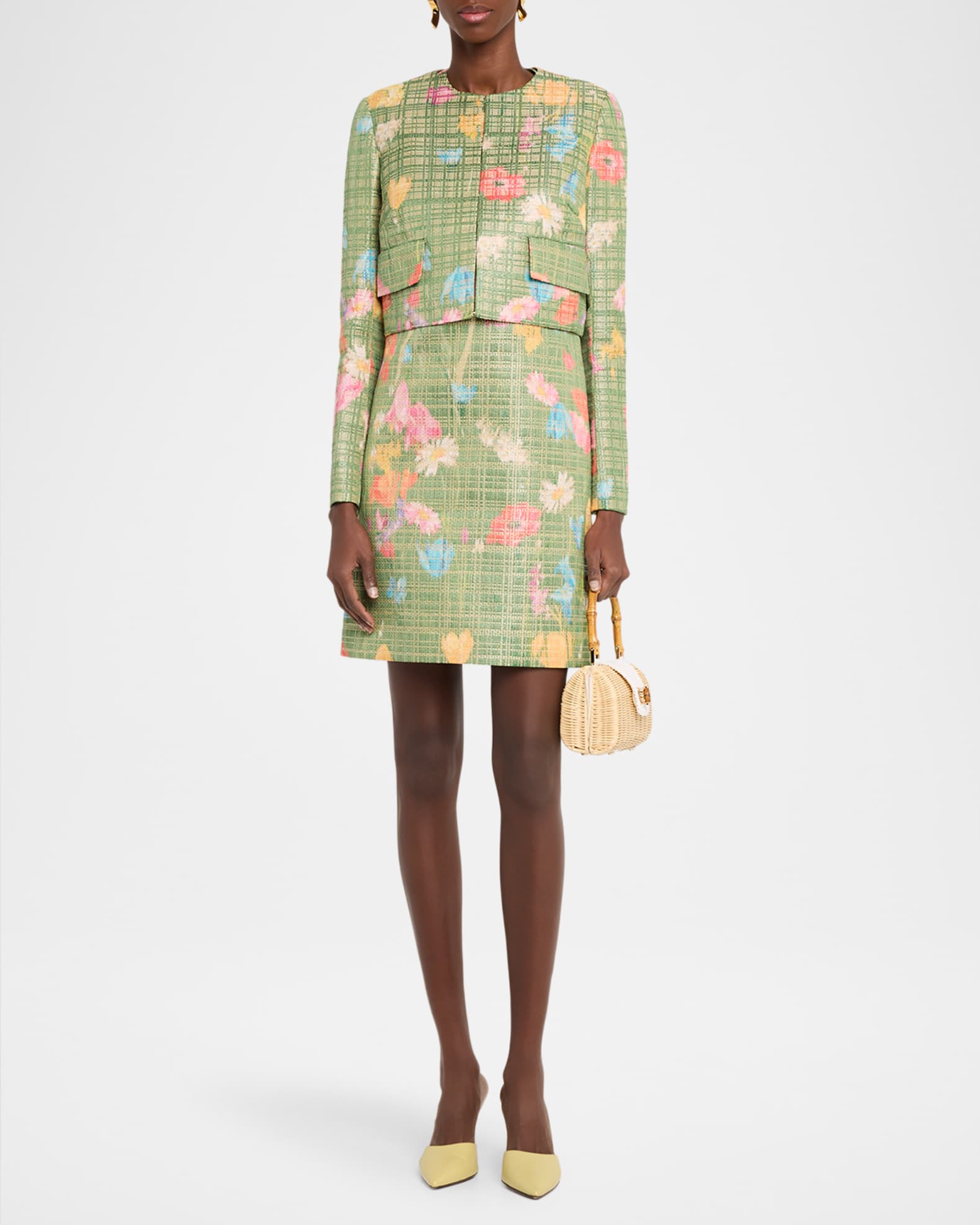 Lela Rose Floral Raffia Embroidered Tulle Sleeveless Mini Dress ...