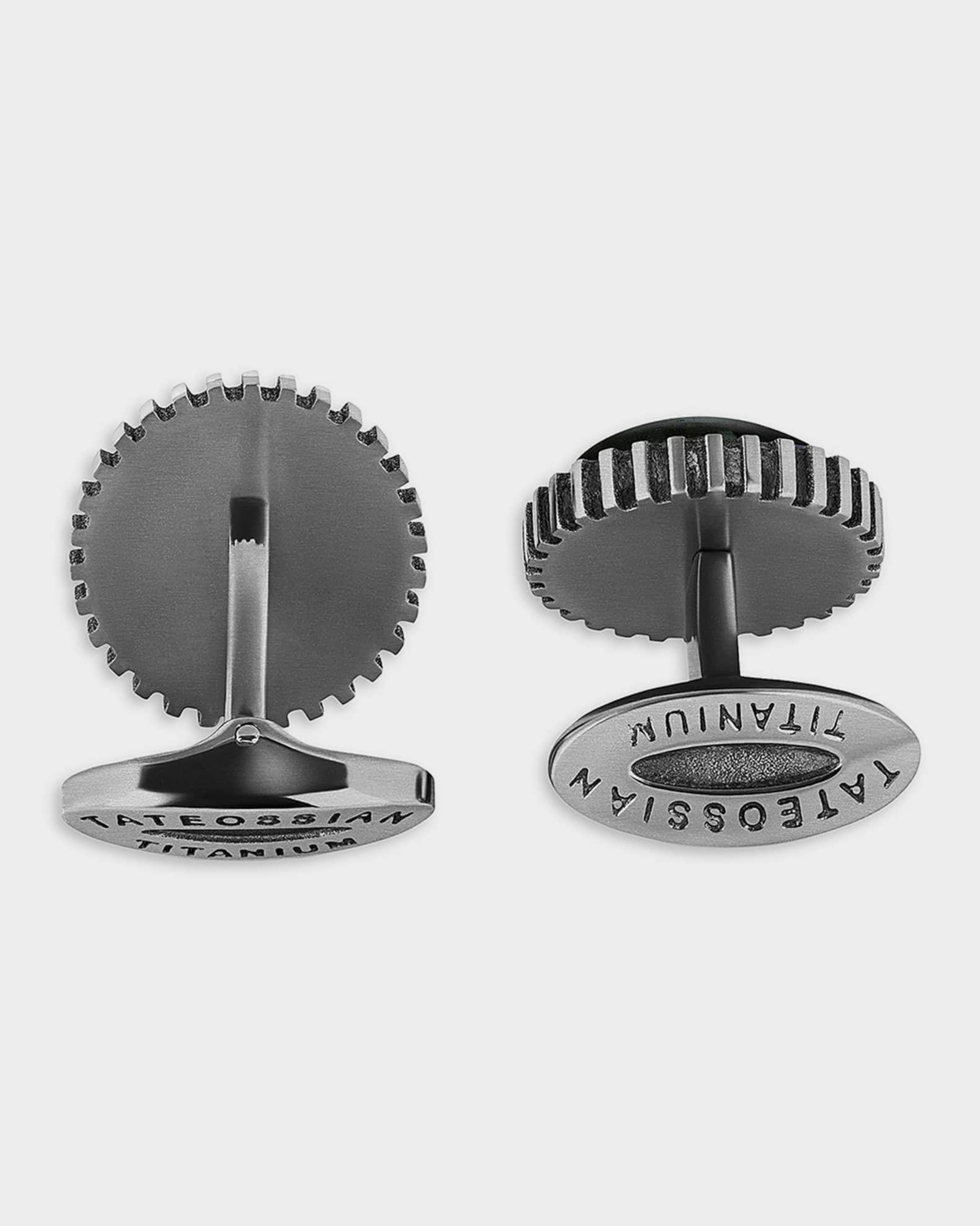 Tateossian Men's Round Line Stone Gear Cufflinks | Neiman Marcus