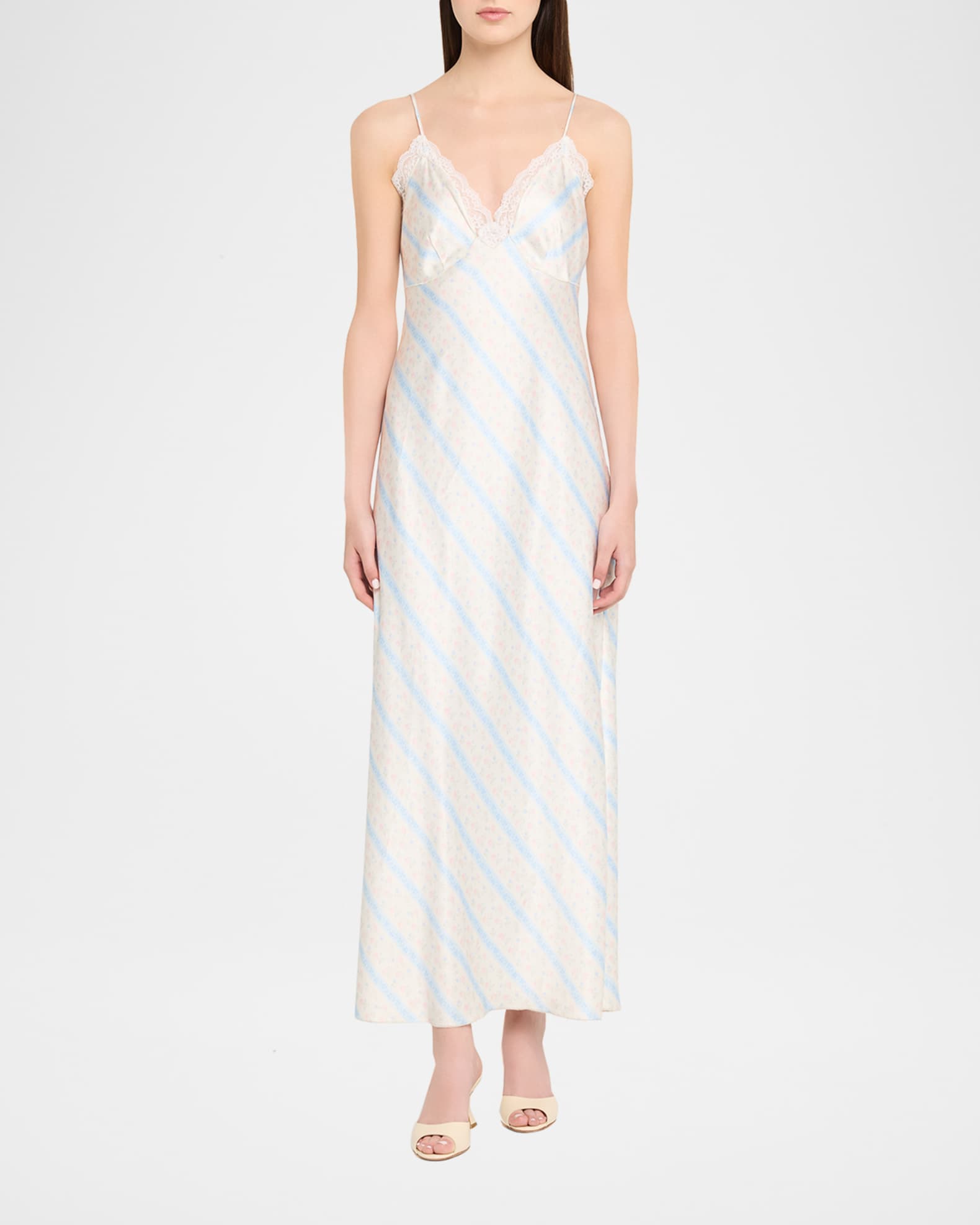 LoveShackFancy Manuela Floral Satin Slip Dress | Neiman Marcus