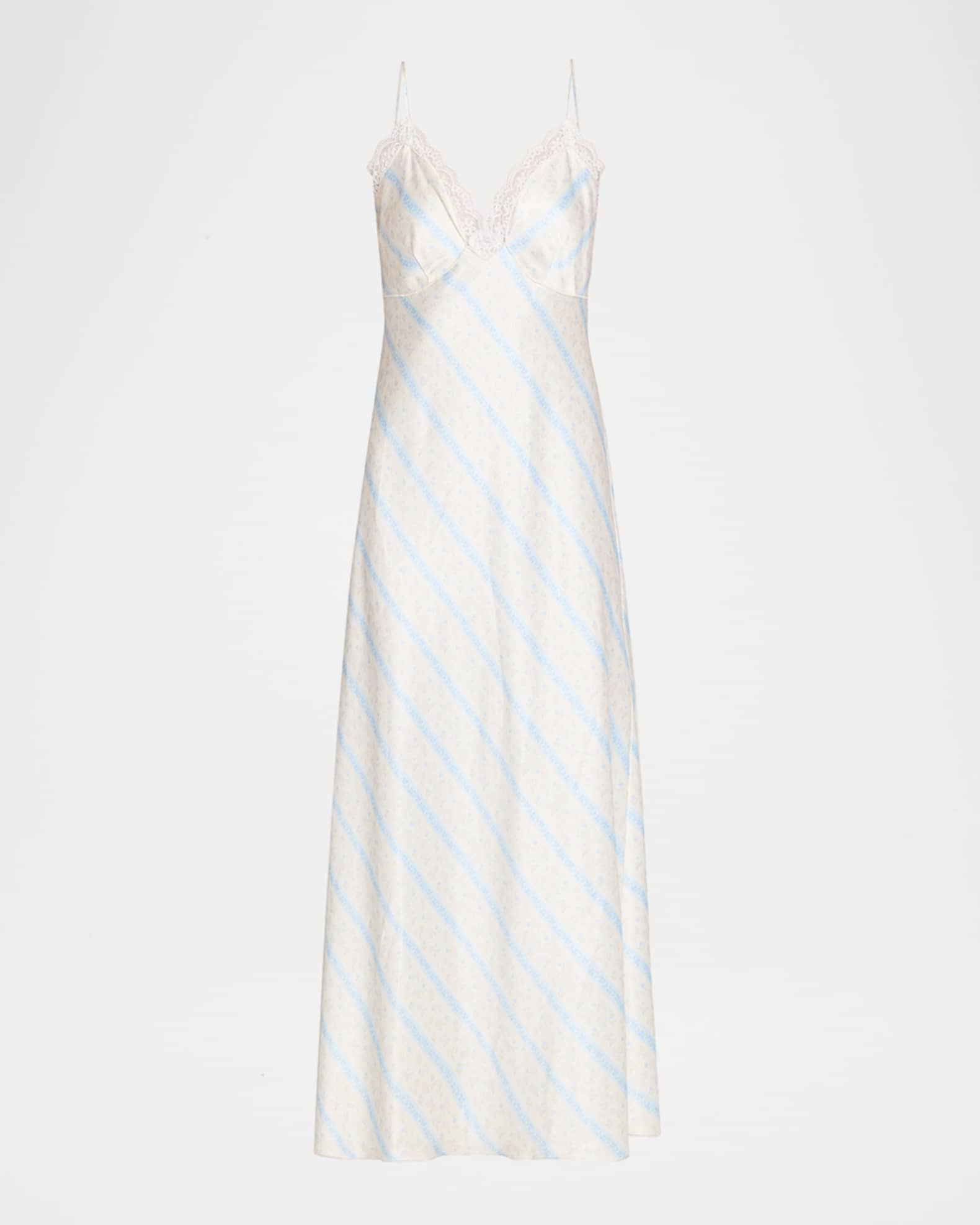 LoveShackFancy Manuela Floral Satin Slip Dress | Neiman Marcus
