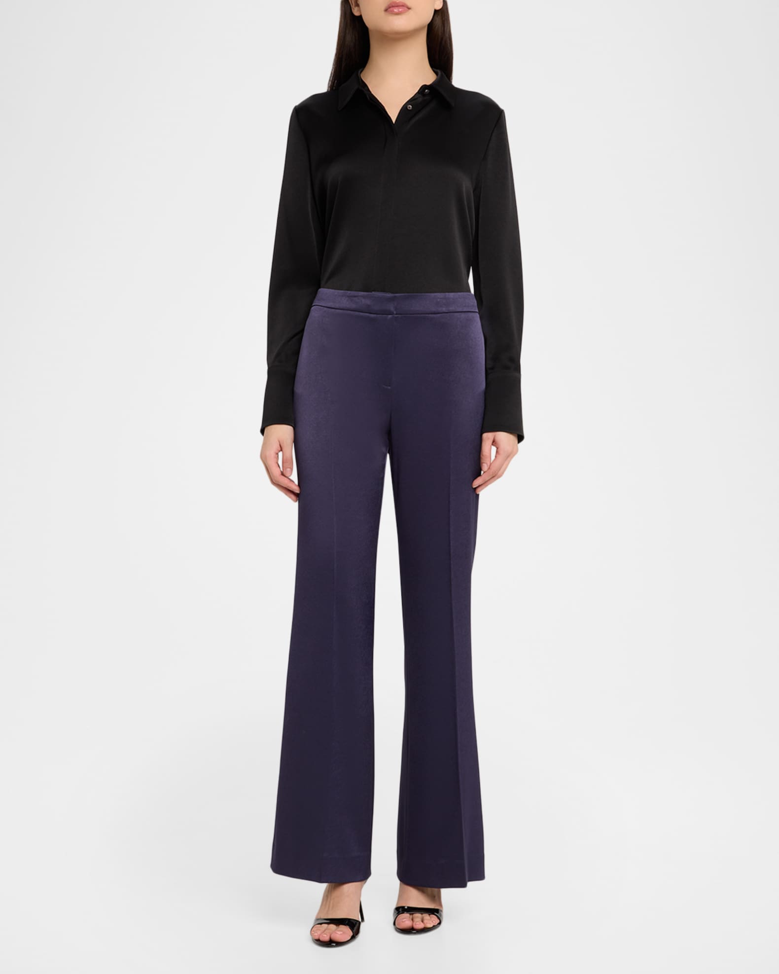 Ungaro Layne Satin Button-Front Blouse | Neiman Marcus