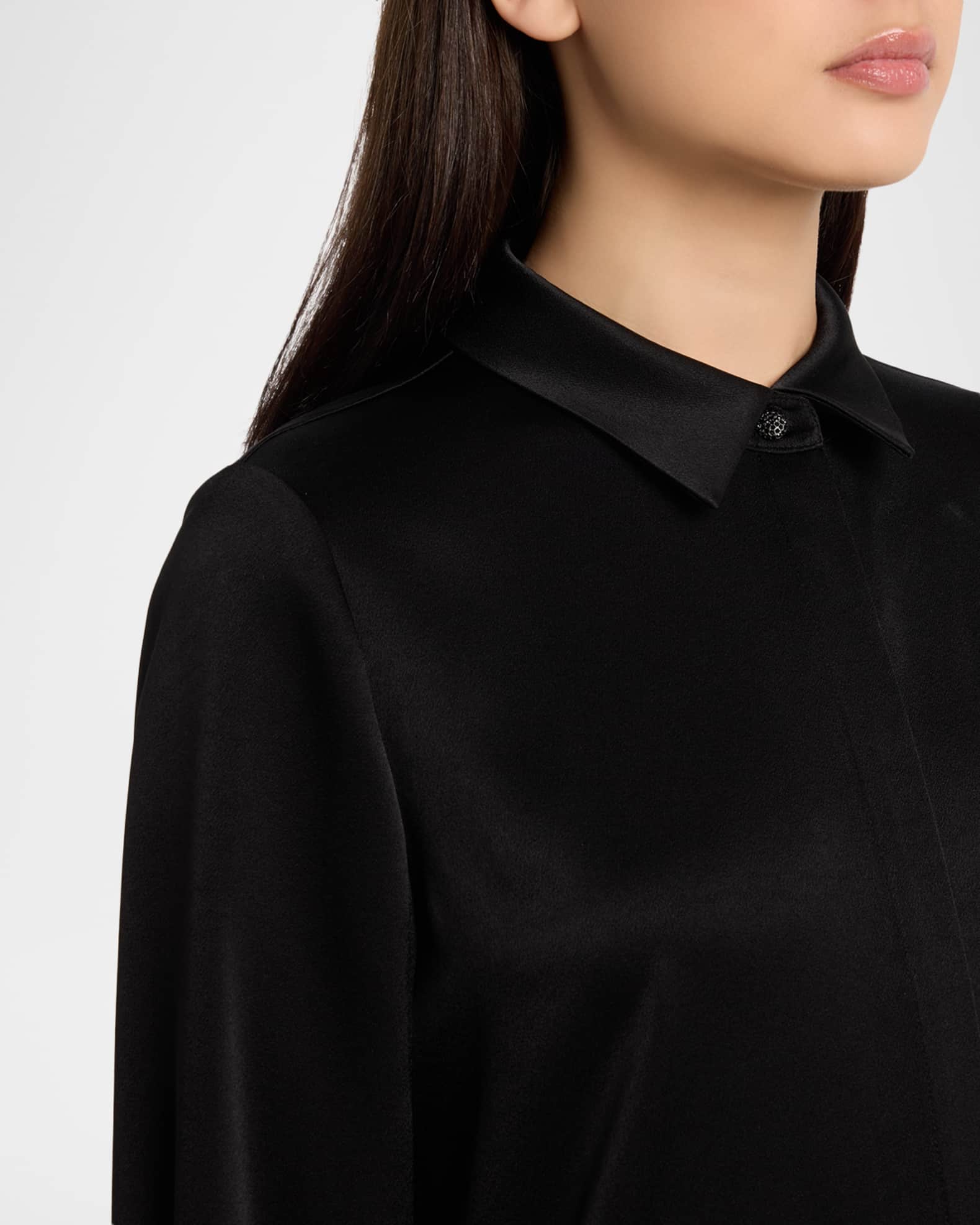 Ungaro Layne Satin Button-Front Blouse | Neiman Marcus