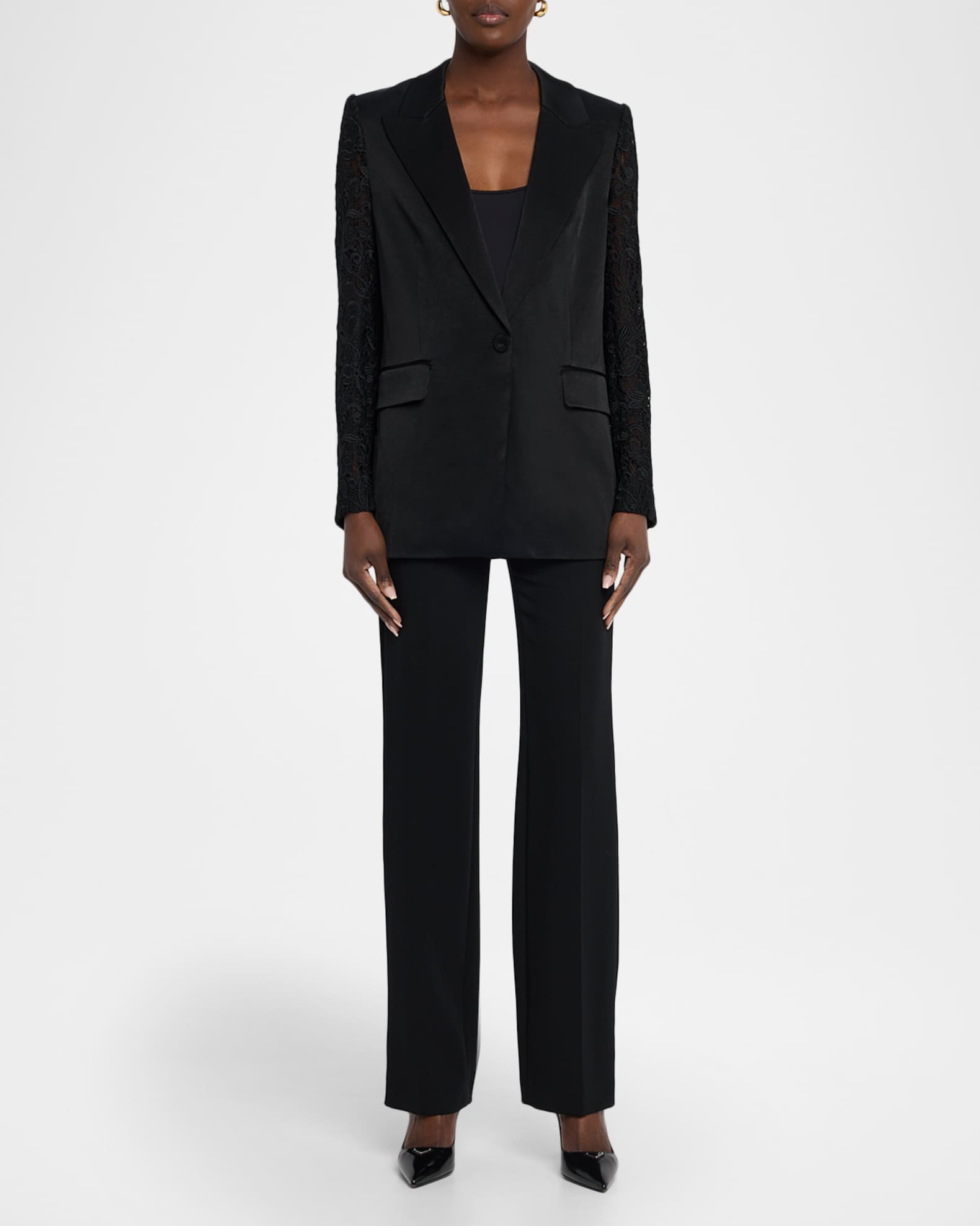 Ungaro Georgie Lace-Sleeve Jacket | Neiman Marcus