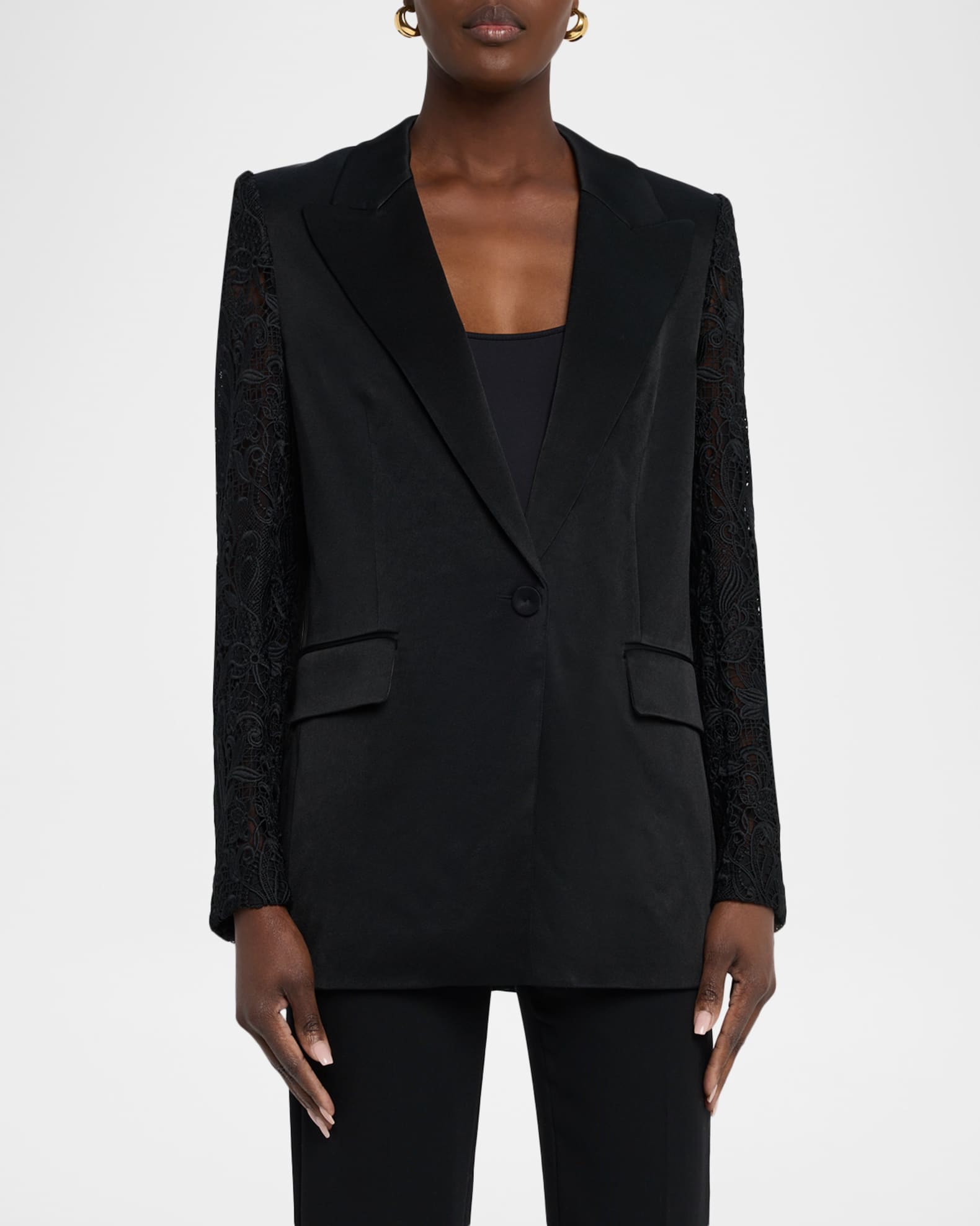 Ungaro Georgie Lace-Sleeve Jacket | Neiman Marcus