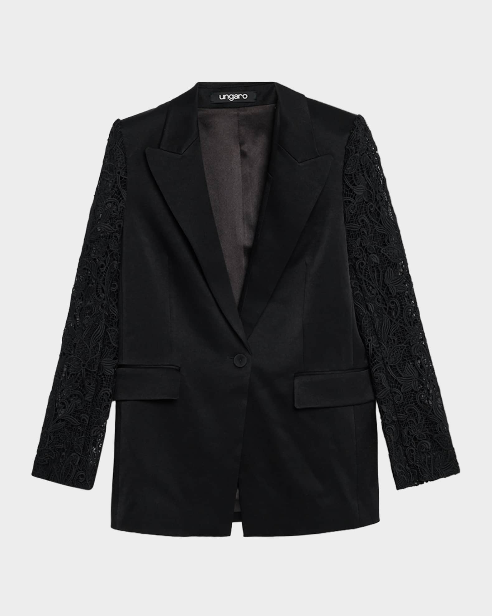 Ungaro Georgie Lace-Sleeve Jacket | Neiman Marcus