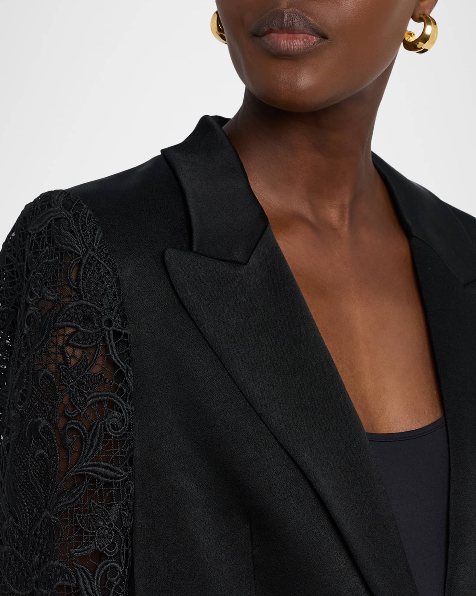 Ungaro Georgie Lace-Sleeve Jacket | Neiman Marcus