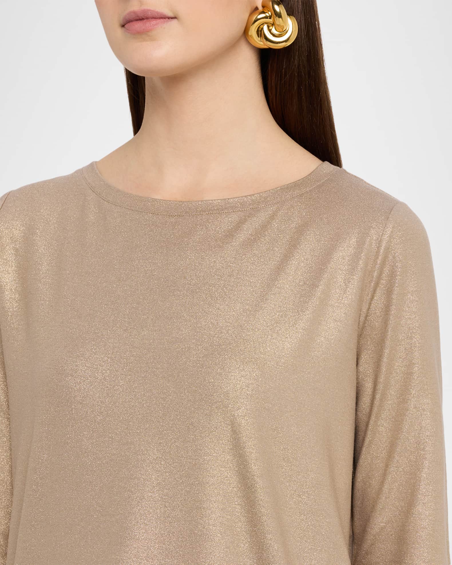 Majestic Filatures Metallic Three-Quarter Sleeve T-Shirt | Neiman Marcus