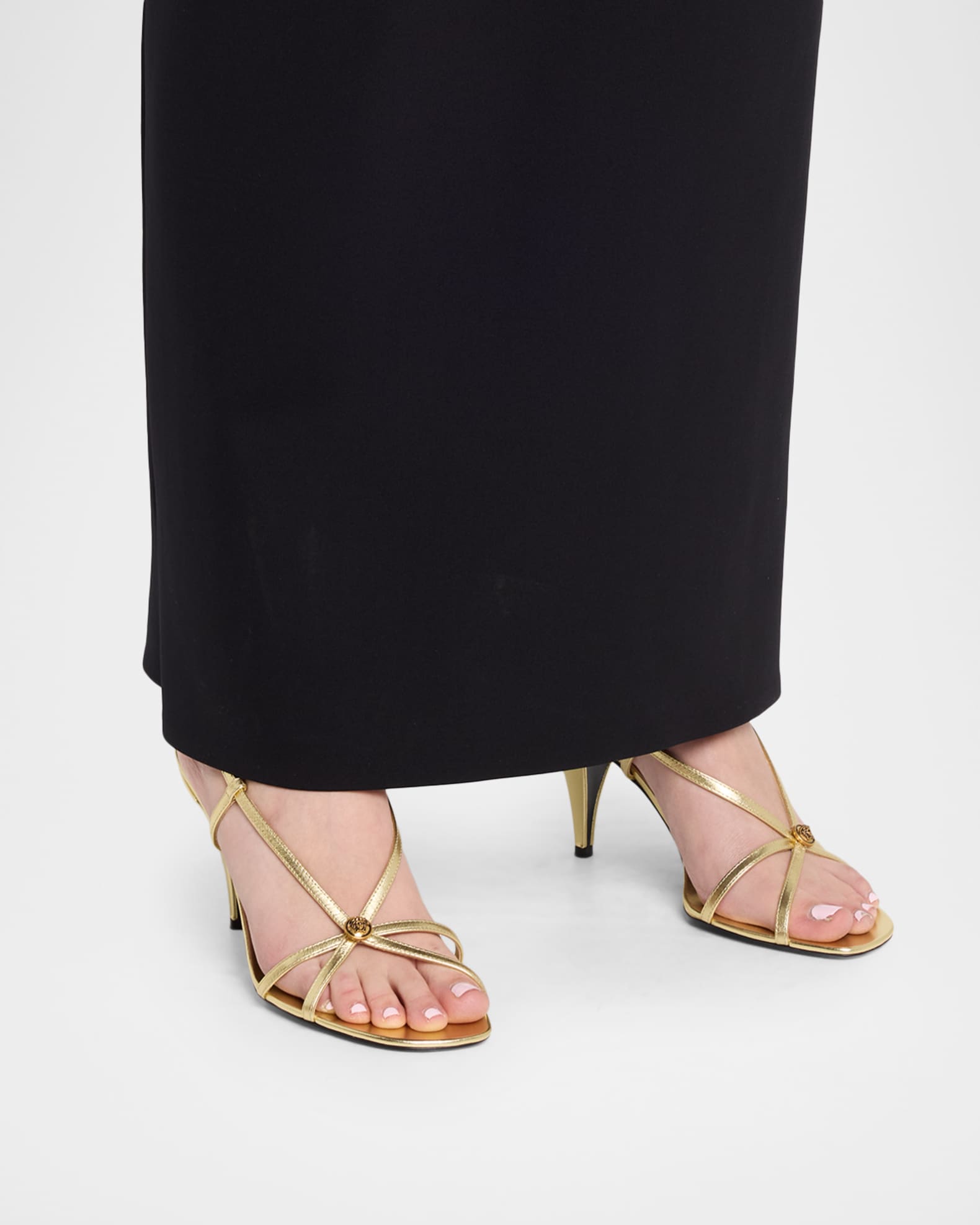 Versace 80mm Valentina Metallic Leather Sandals | Neiman Marcus