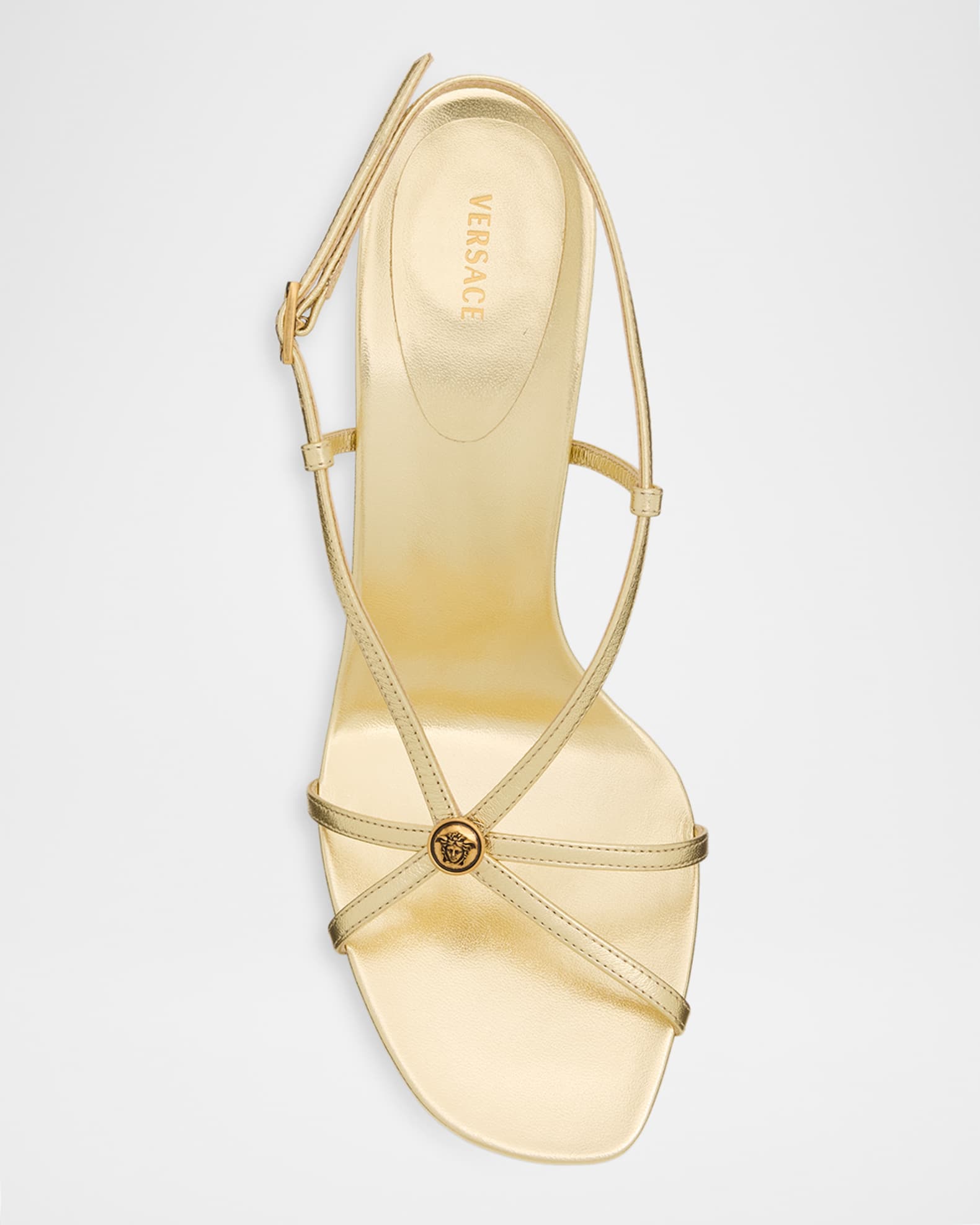 Versace 80mm Valentina Metallic Leather Sandals | Neiman Marcus