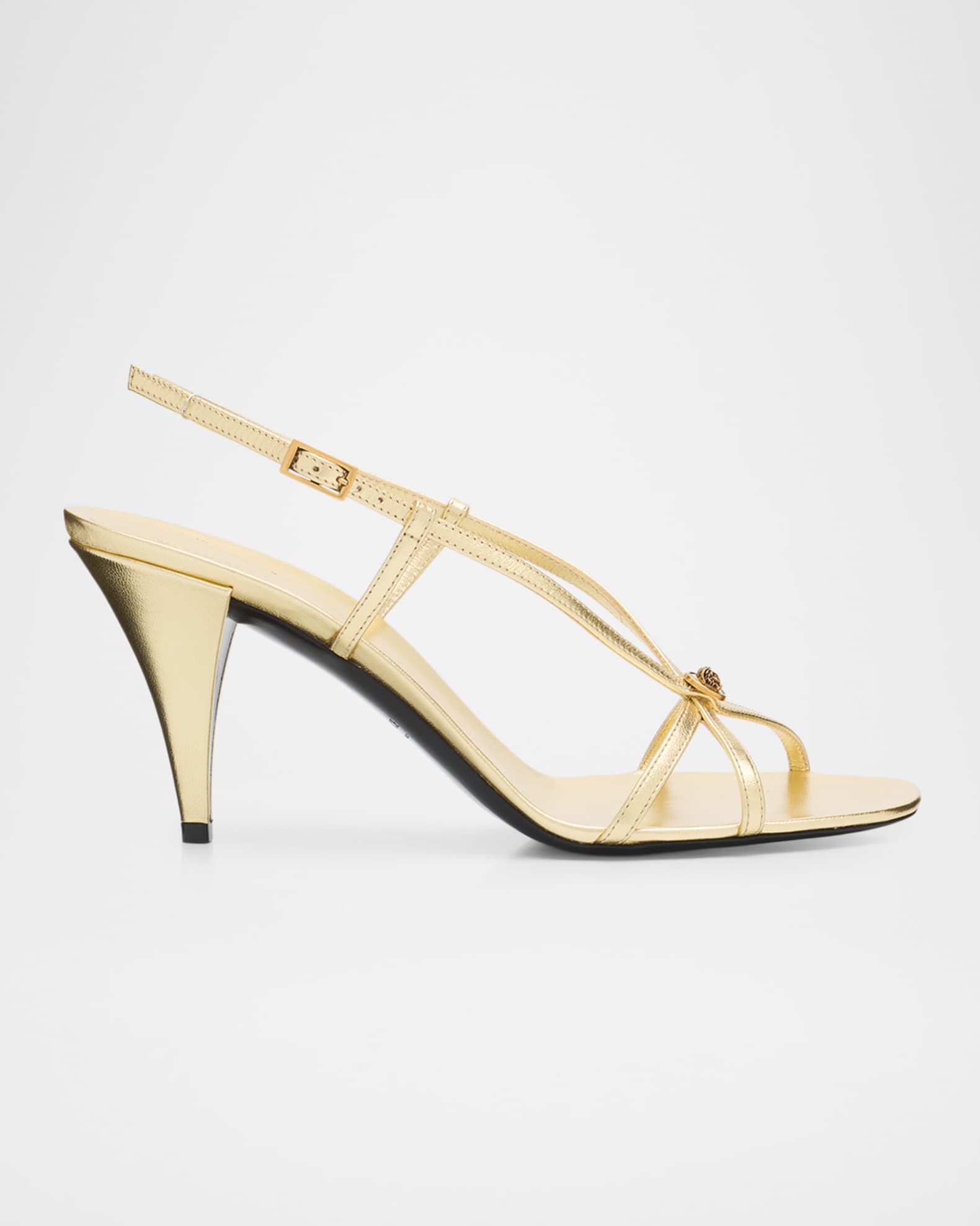 Versace 80mm Valentina Metallic Leather Sandals | Neiman Marcus