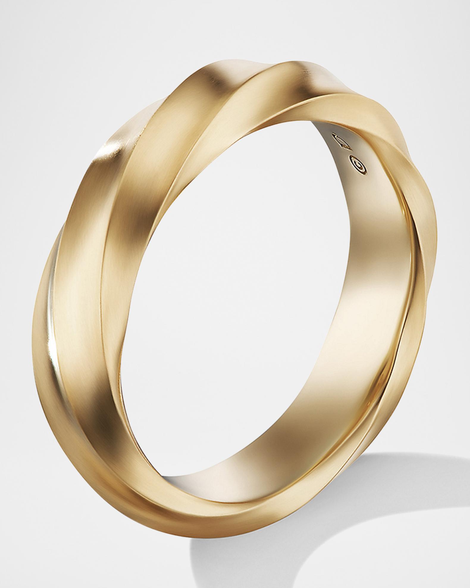 David Yurman Men's Cable Edge Band Ring in 18K Yellow Gold, 6mm ...