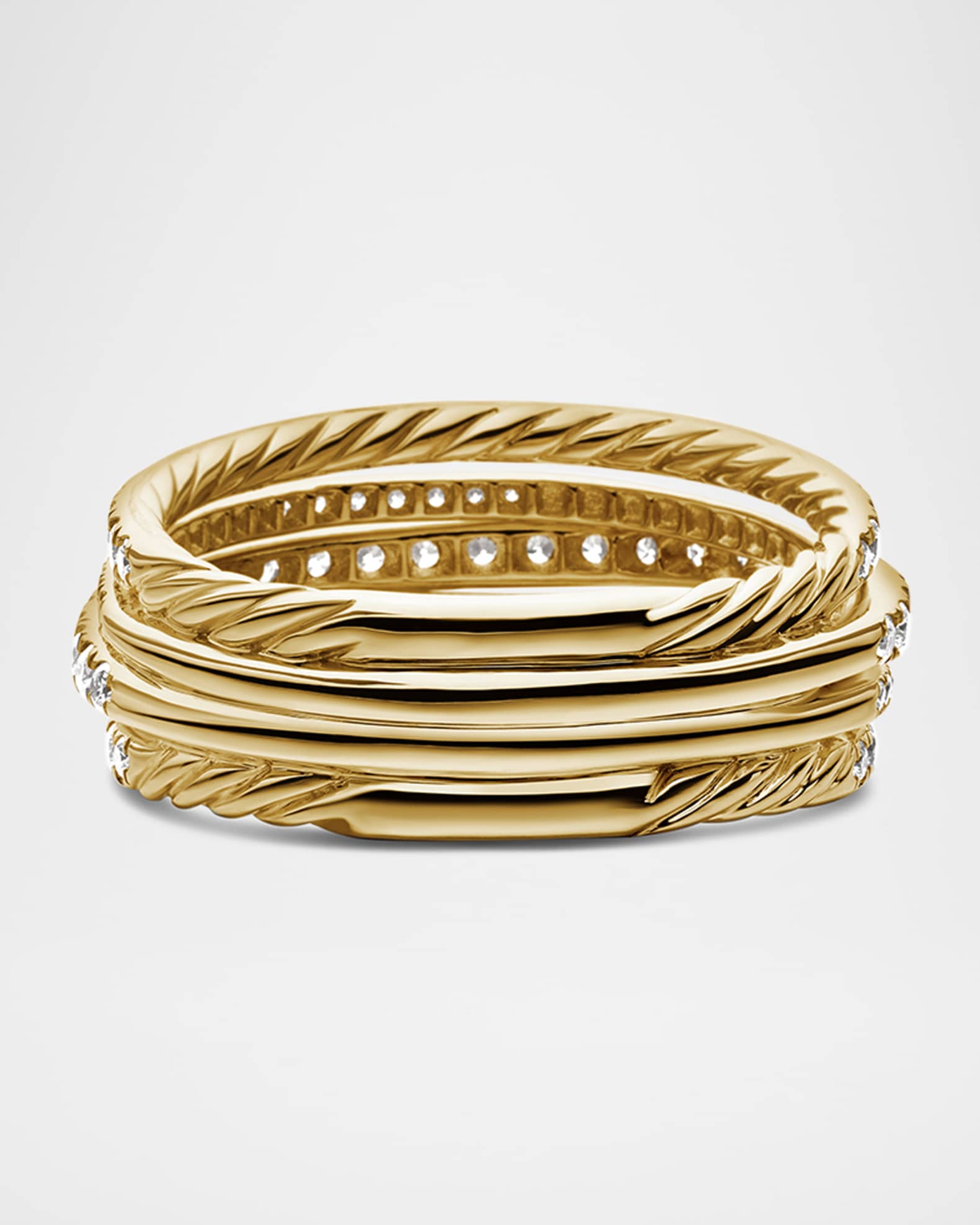 Pave Crossover Ring with Diamonds in 18K Gold | Neiman Marcus