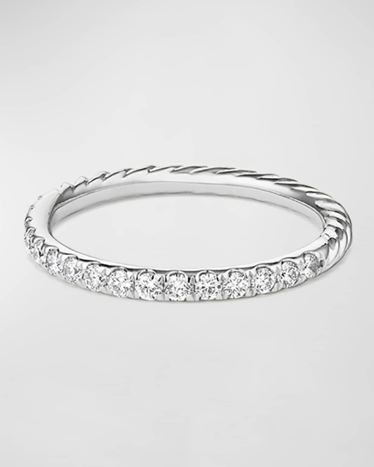 David Yurman Cable Collectibles Stack Ring with Diamonds in 18K White ...