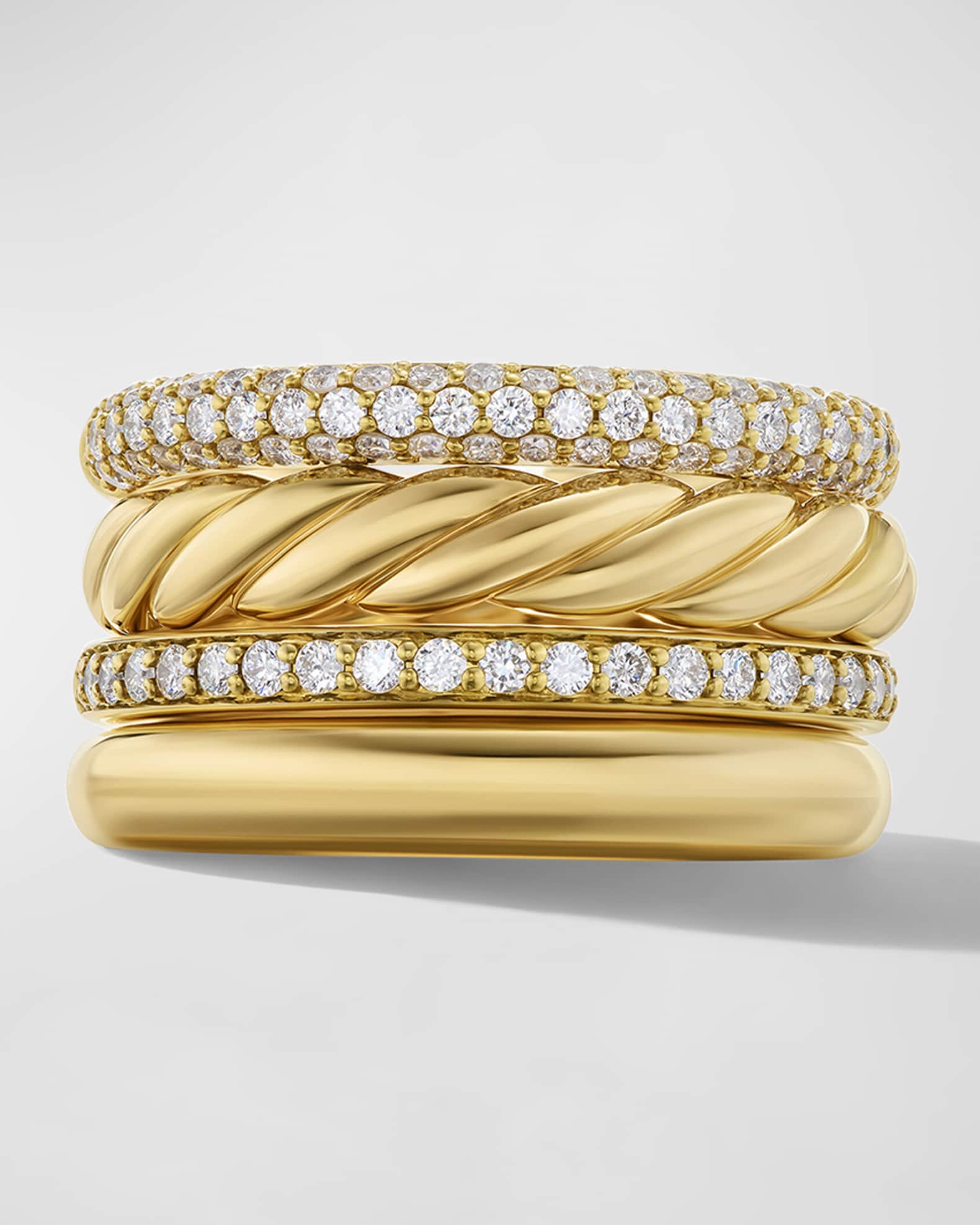 David Yurman DY Mercer Ring with Diamonds in 18K Gold, 14mm | Neiman Marcus