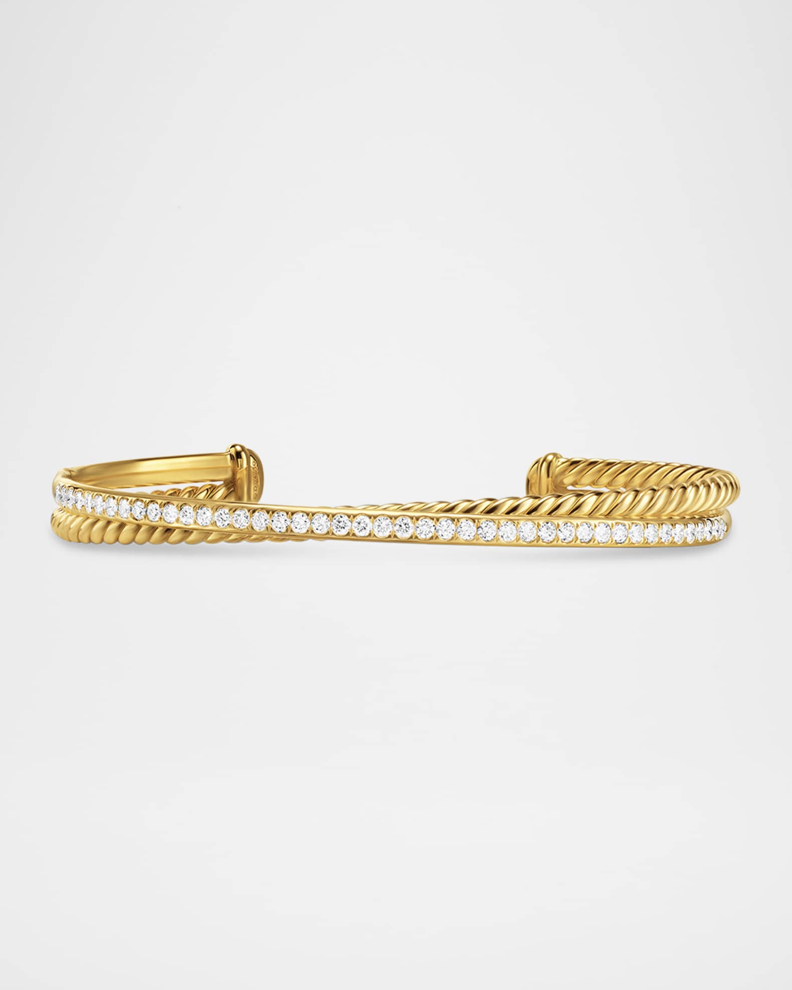 Crossover 2 Row Bracelet with Diamonds in 18K Gold | Neiman Marcus