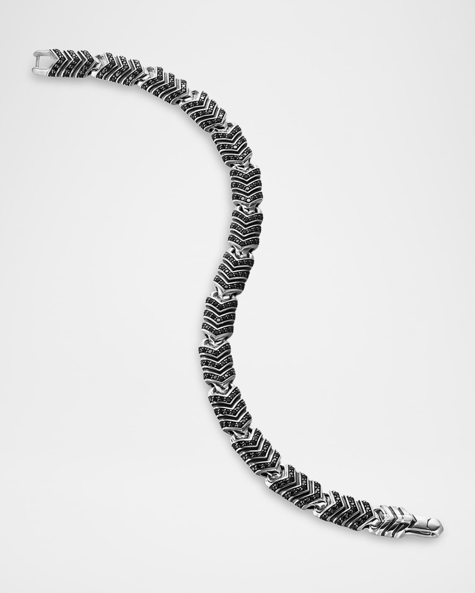 David Yurman Men's Chevron Link Bracelet in Silver with Diamonds, 7.6mm ...