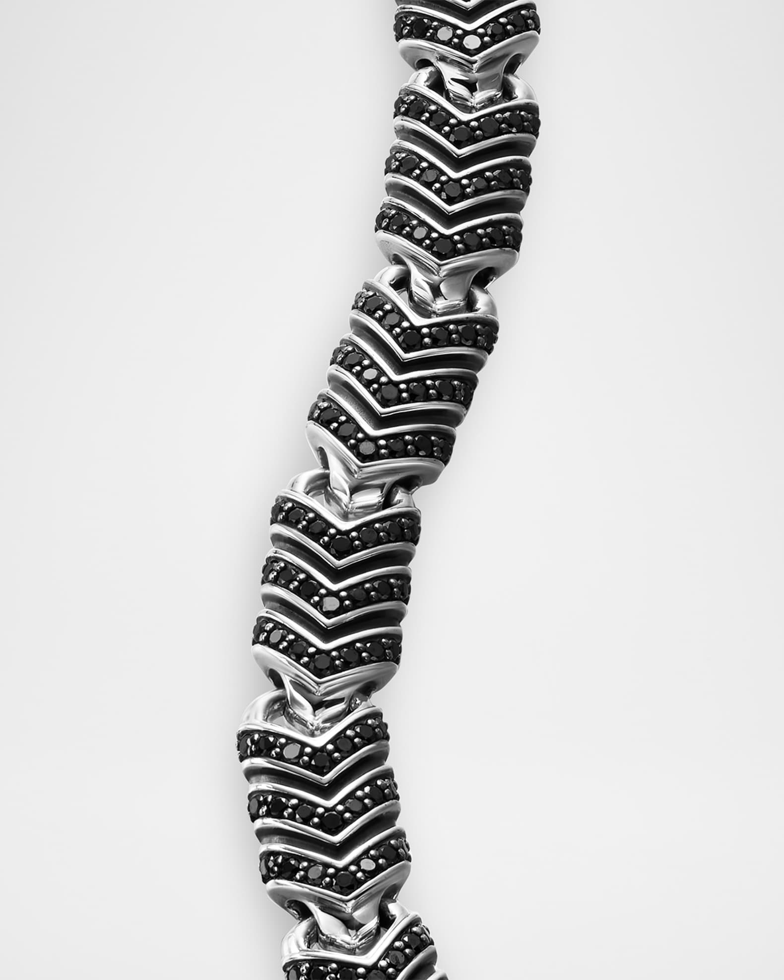 David Yurman Men's Chevron Link Bracelet in Silver with Diamonds, 7.6mm ...