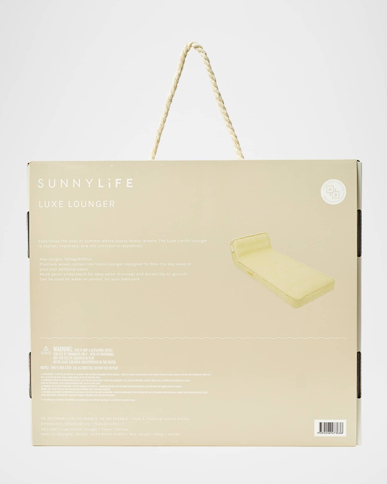 SUNNYLiFE Tierra Rattan Luxe Lie-On Inflatable Lounger | Neiman Marcus