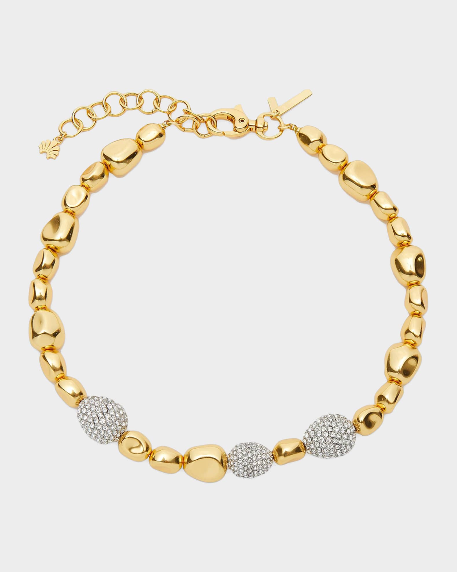 Lele Sadoughi Pebble 14K-Gold-Plated & Crystal Necklace | Neiman Marcus