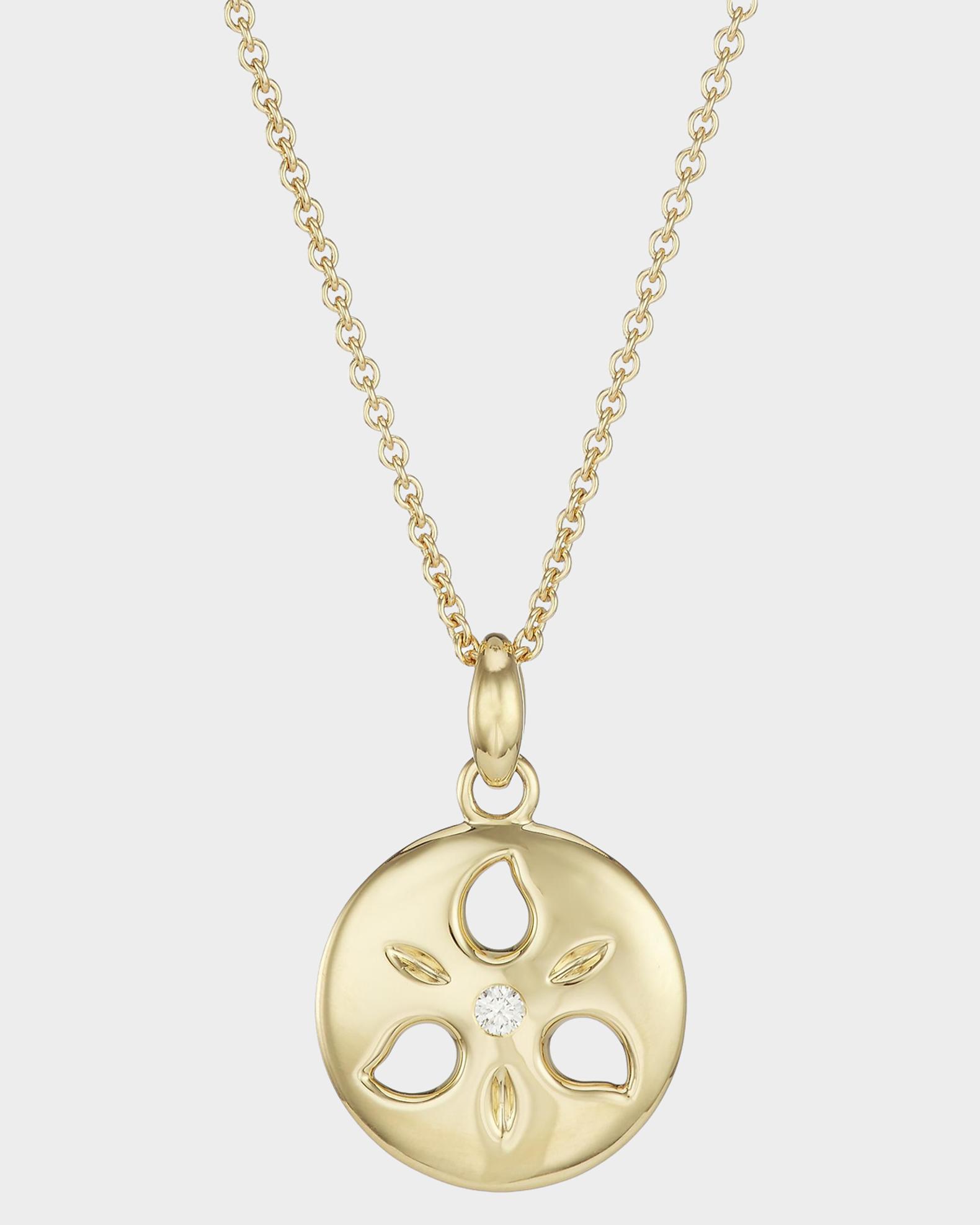 Tamara Comolli 18k Gold Diamond Signature Sand Dollar Pendant Necklace