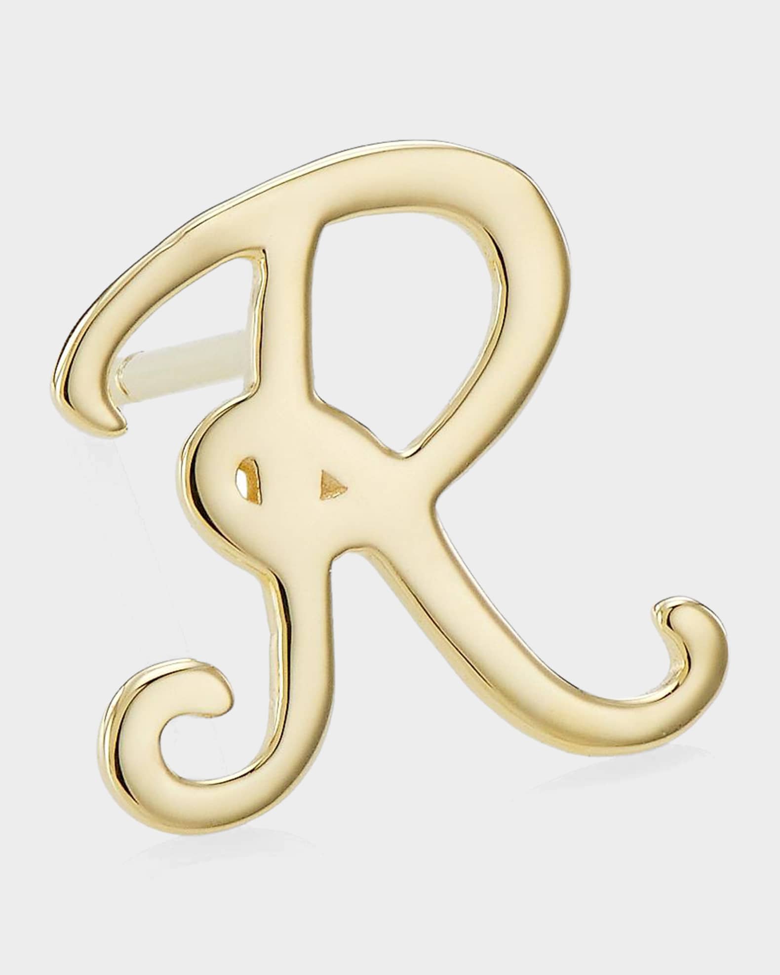 14K Yellow Gold Cursive Initial Stud Single Earring | Neiman Marcus