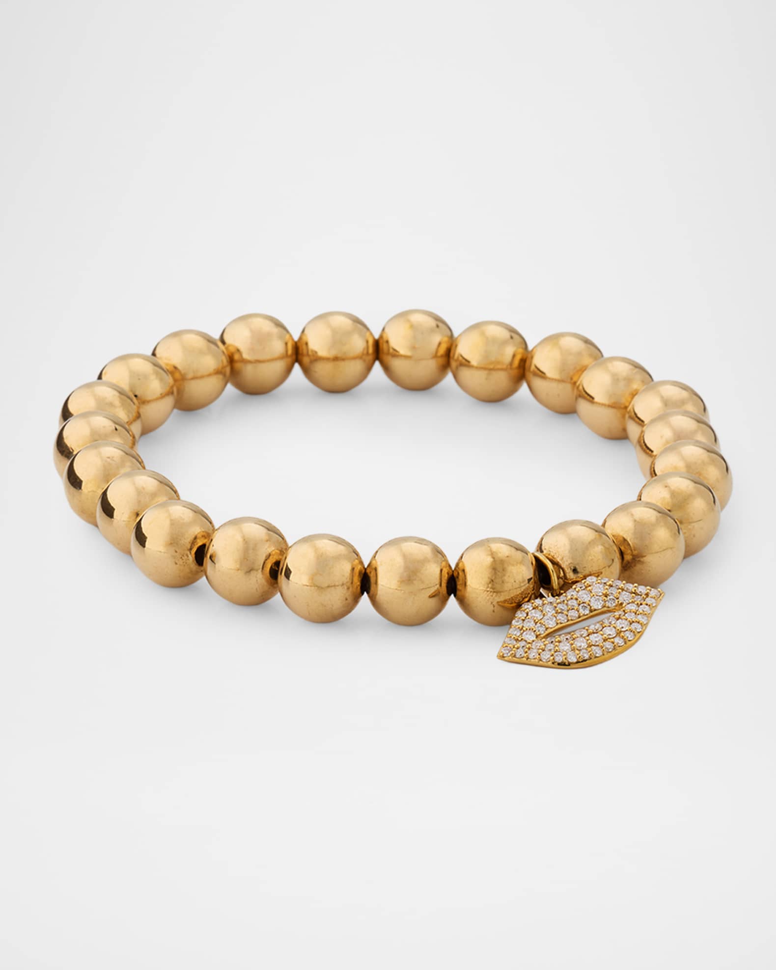 Sydney Evan 14K Diamond Medium Lips Charm on Gold Stretch Bracelet ...