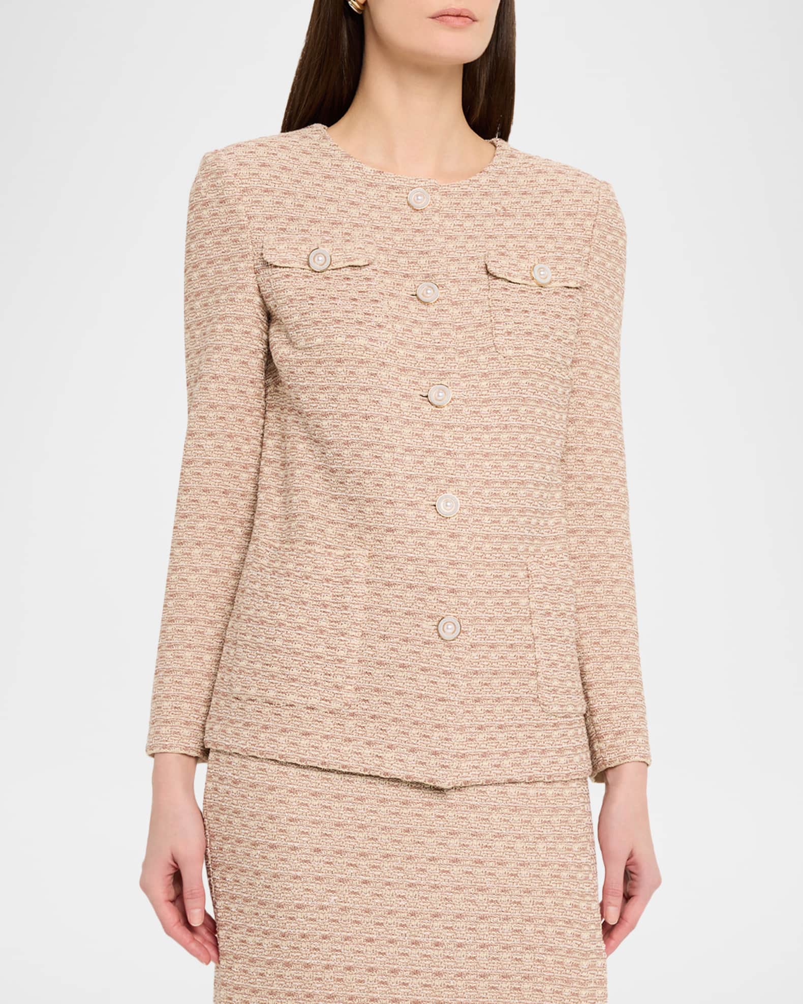 Misook Heritage Tonal Tweed Knit Jacket | Neiman Marcus