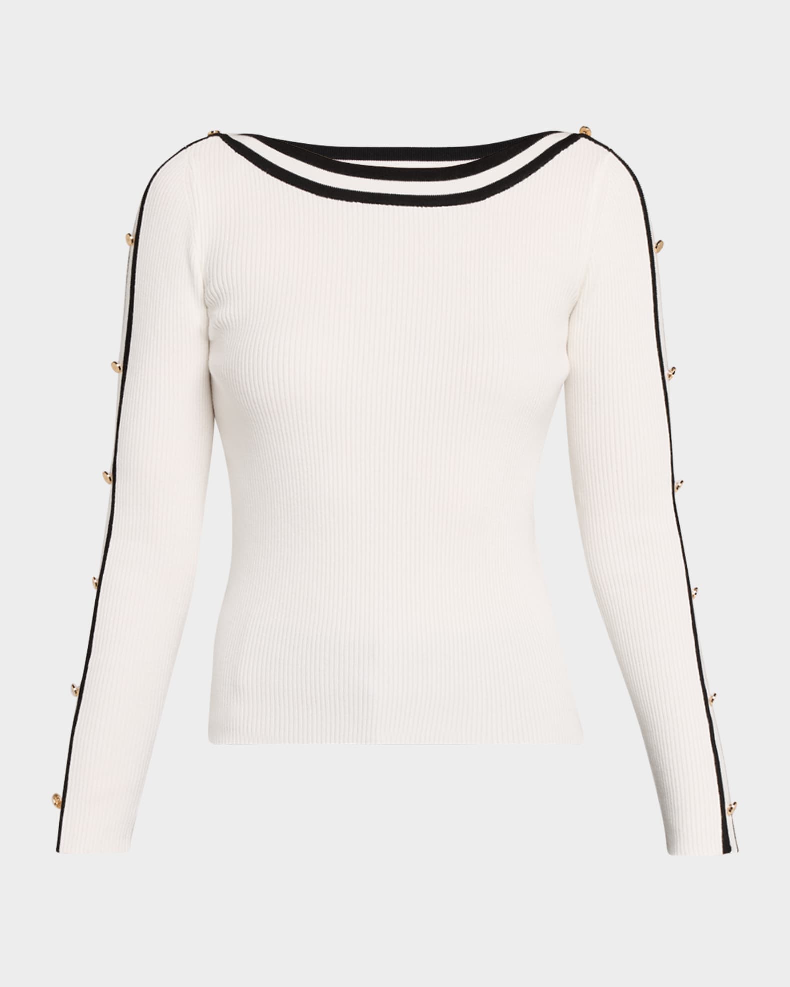 Elie Tahari The Abbie Bateau-Neck Rib Knit Sweater | Neiman Marcus