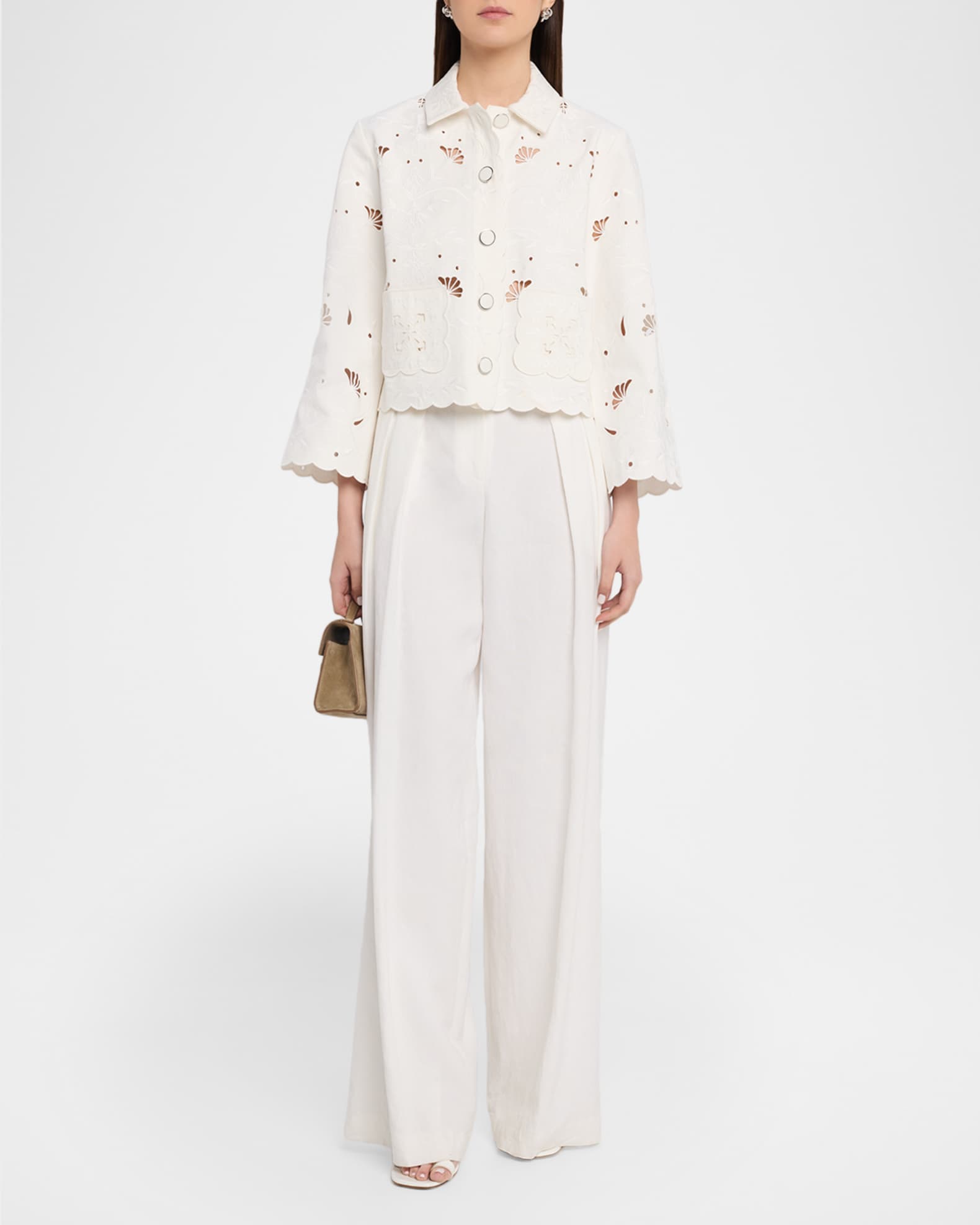 Elie Tahari Marianna Eyelet Embroidered Cotton Jacket | Neiman Marcus