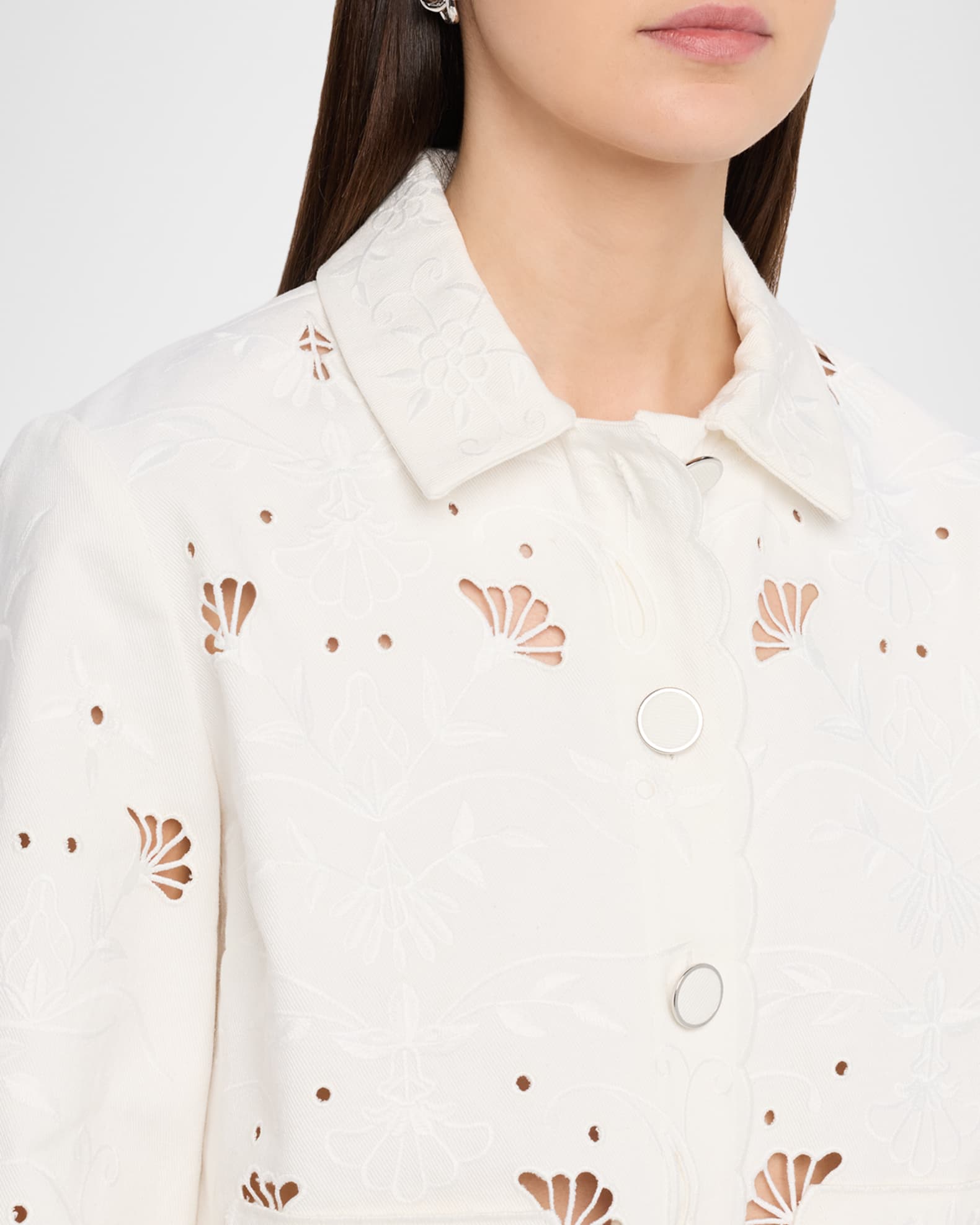 Elie Tahari Marianna Eyelet Embroidered Cotton Jacket | Neiman Marcus