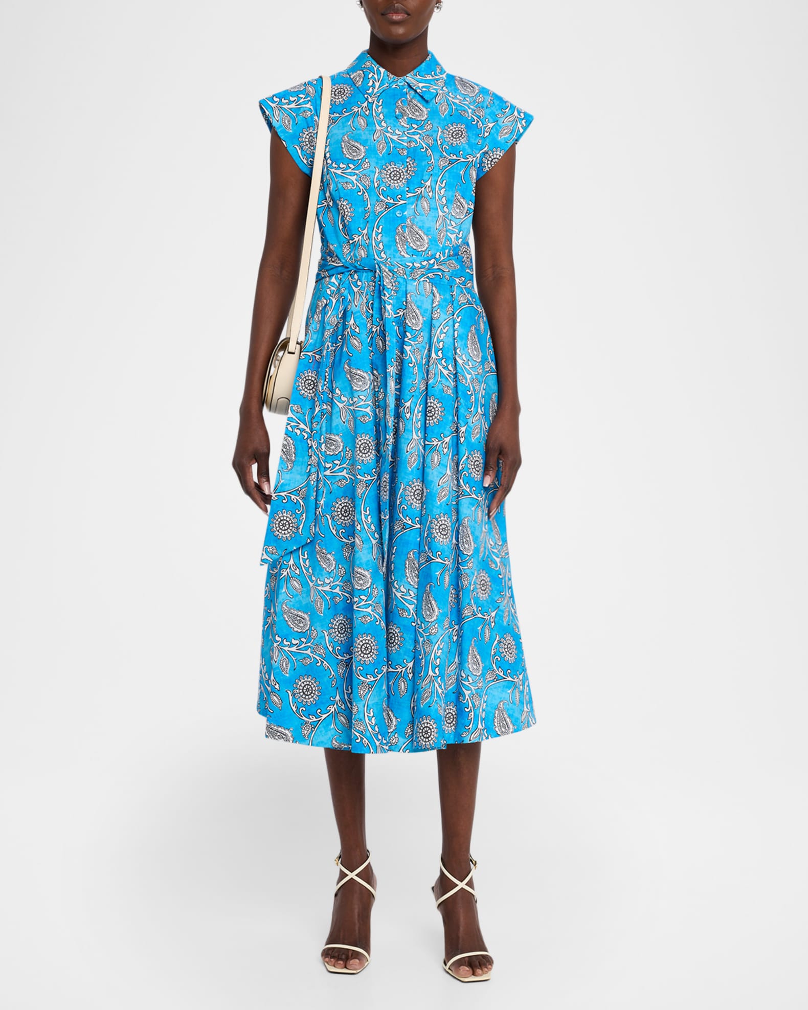 Elie Tahari The Fran Floral-Print Cotton Midi Dress | Neiman Marcus