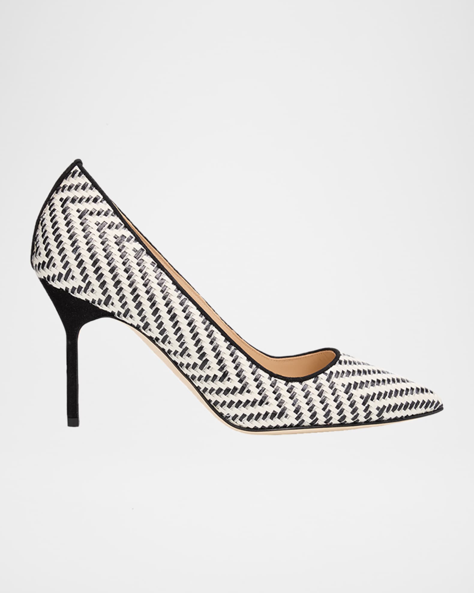 Manolo Blahnik 90mm BB Raffia Pointed-Toe Pumps | Neiman Marcus
