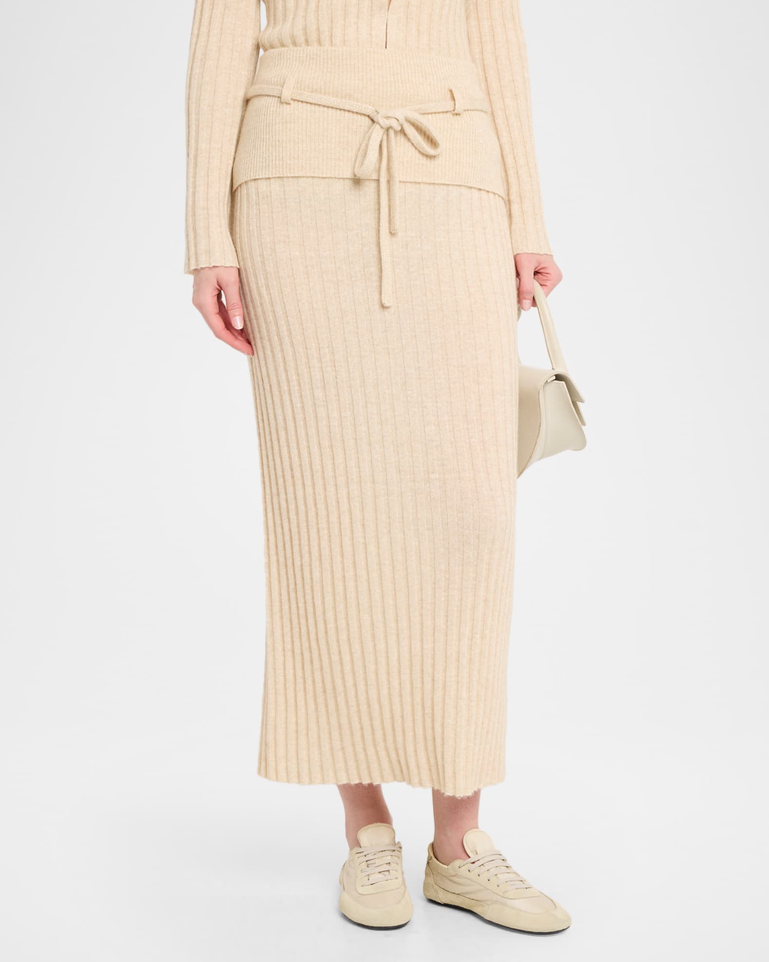 Guest in Residence Lia Low-Rise Cashmere-Blend Skirt | Neiman Marcus